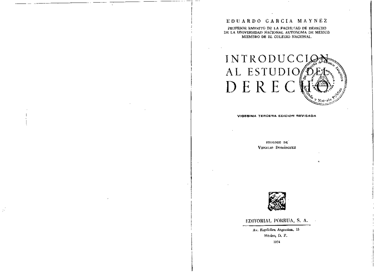 Introducción Al Estudio Del Derecho Eduardo García Máynez ¿i