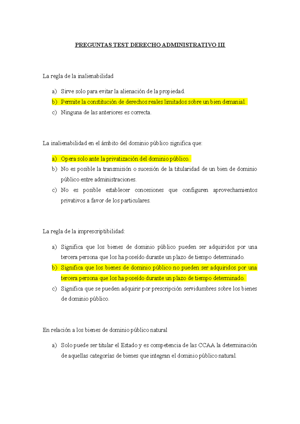 Preguntas Test Derecho Administrativo Iii Preguntas Test Derecho