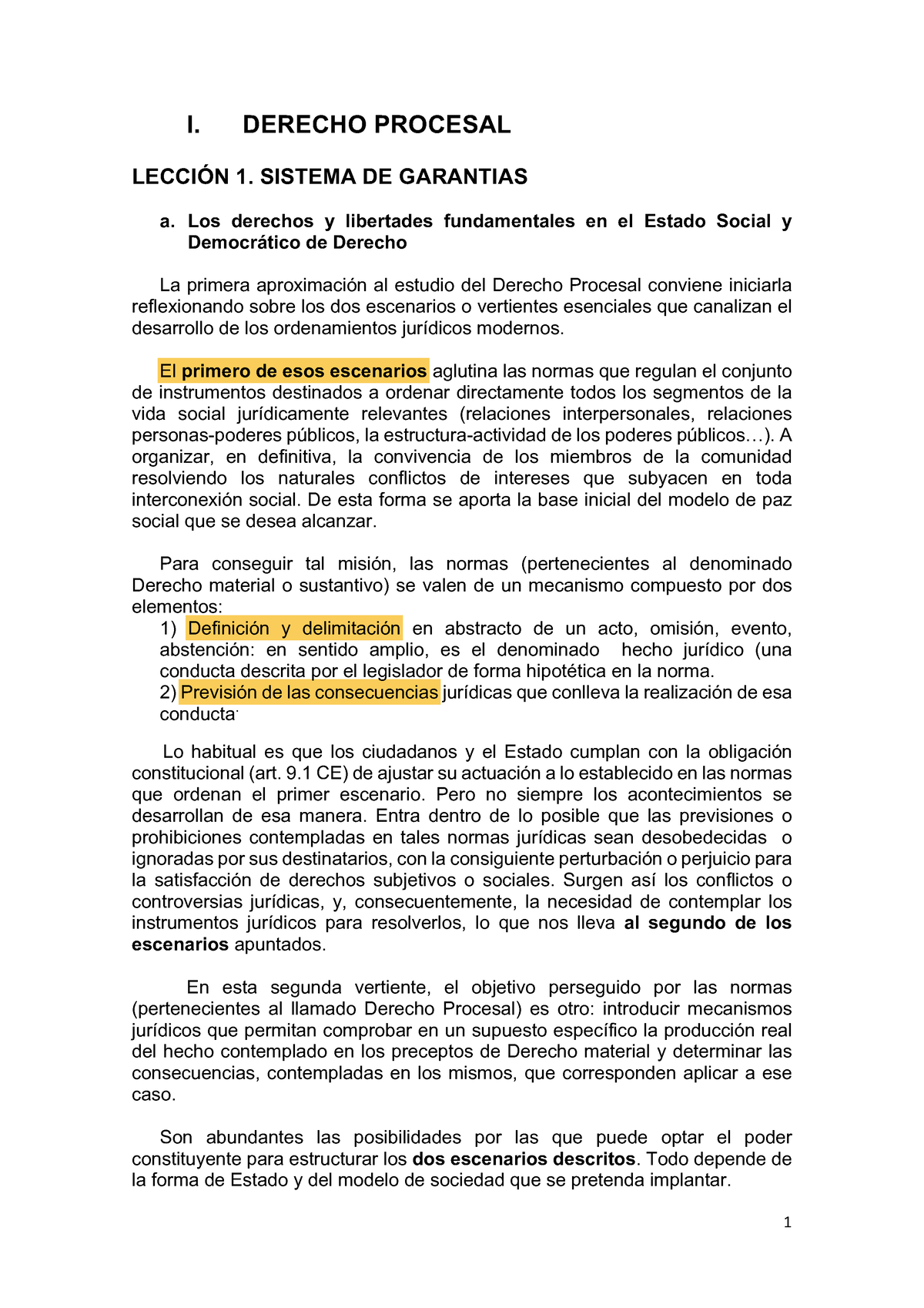 Apuntes Derecho Procesal I 1 I Derecho Procesal LecciÓn 1 Sistema