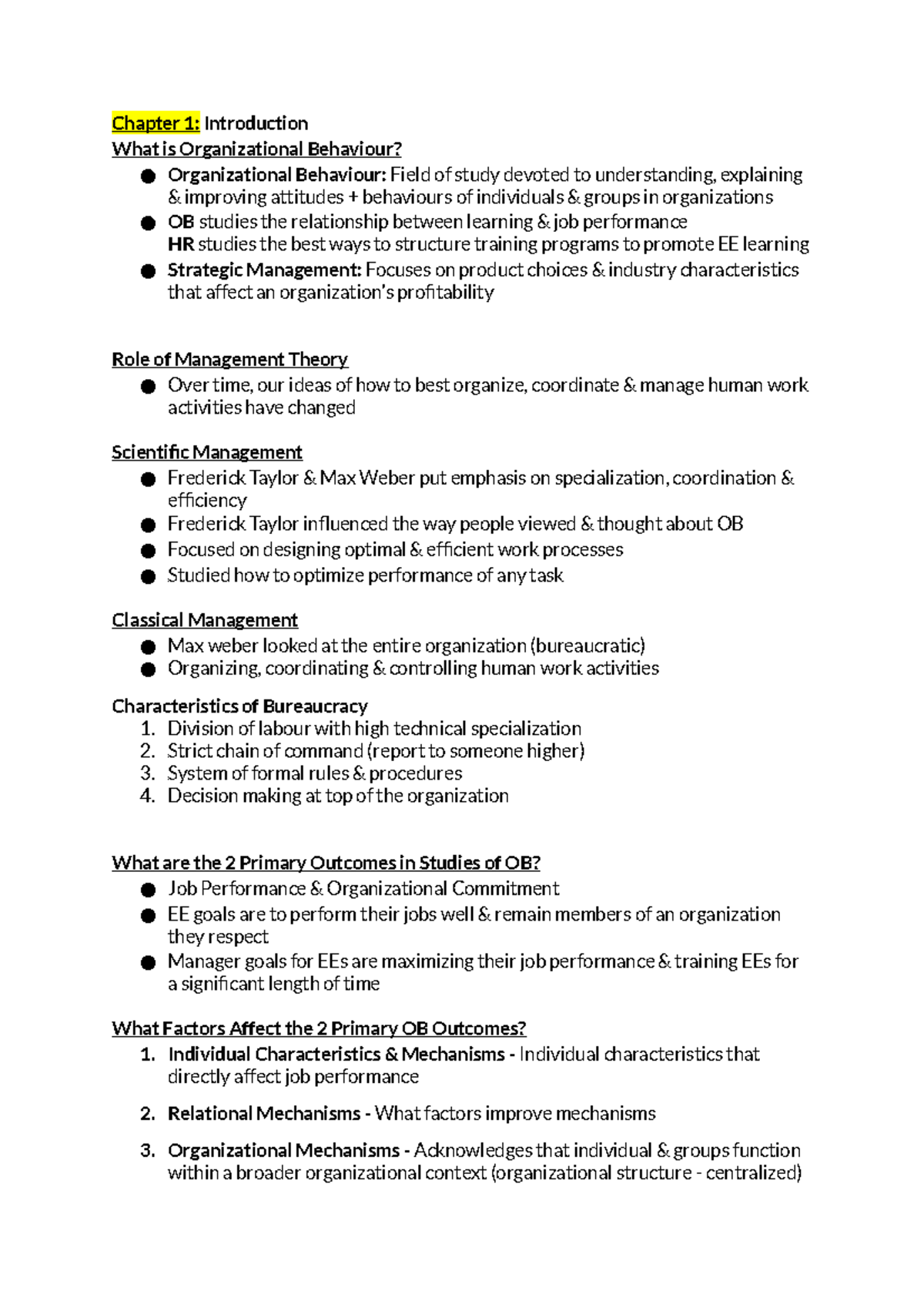 Orgb 2400 Midterm Exam Chapter 1 Introduction What Is