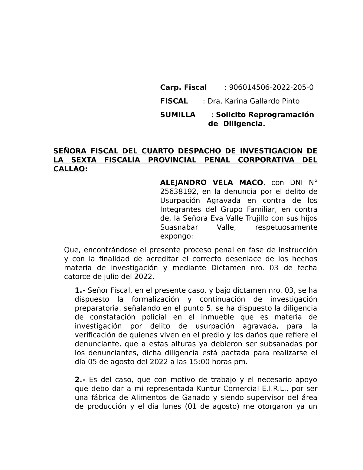 Solicitud Modelo De Escrito Para Fiscalia Peter Varga