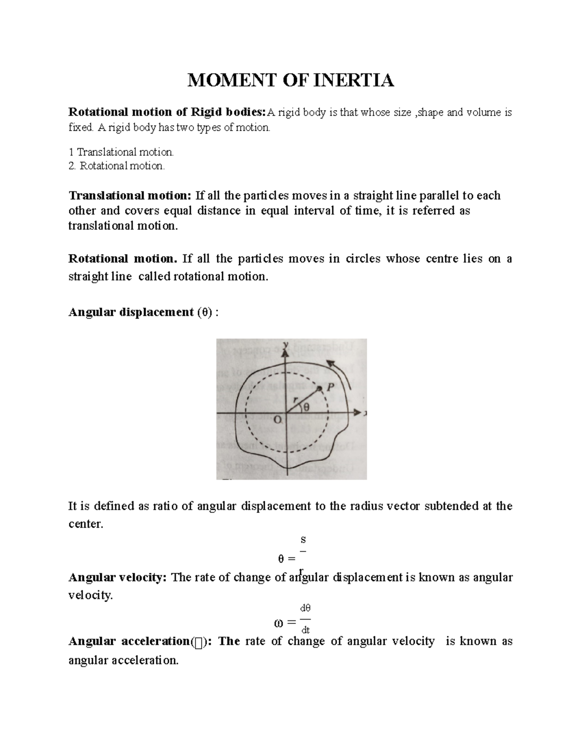 Moment Of Inertia Moment Of Inertia Rotational Motion Of Rigid Bodies