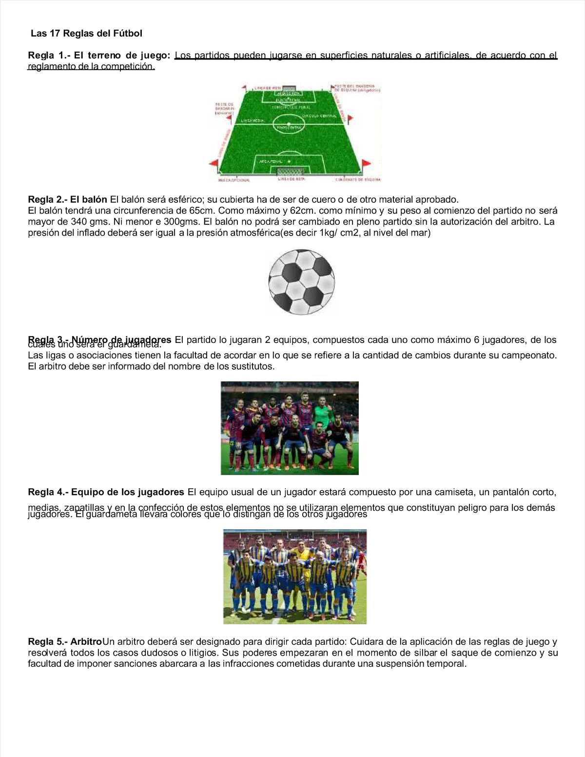 17 Reglas Del Futbol