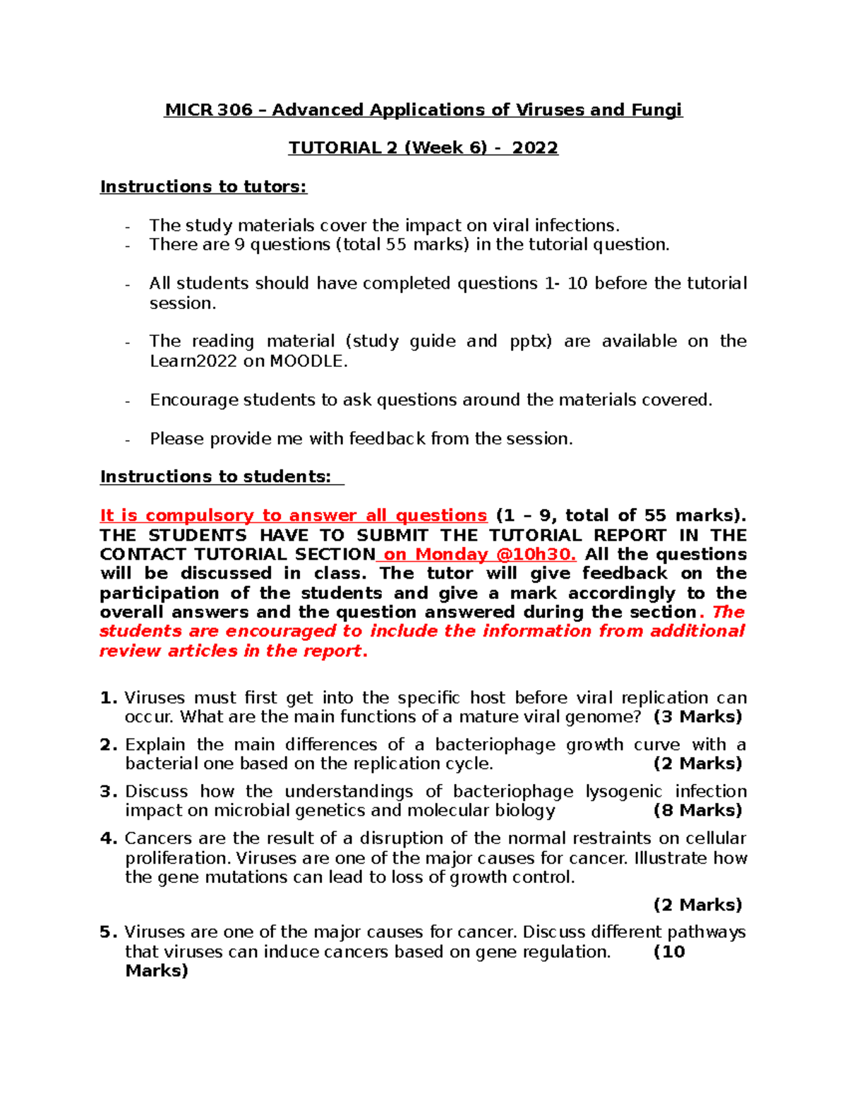 Micr 306 Tut2 Student 20222 Micr 306 Advanced Applications Of