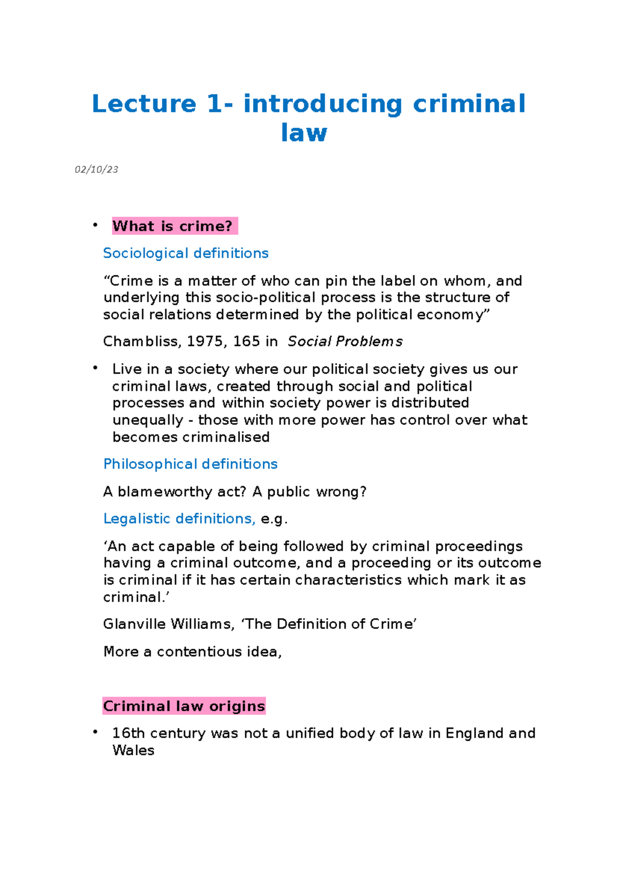 Lecture 1 Intro To Criminal Law And Justice Lecture 1 Introducing