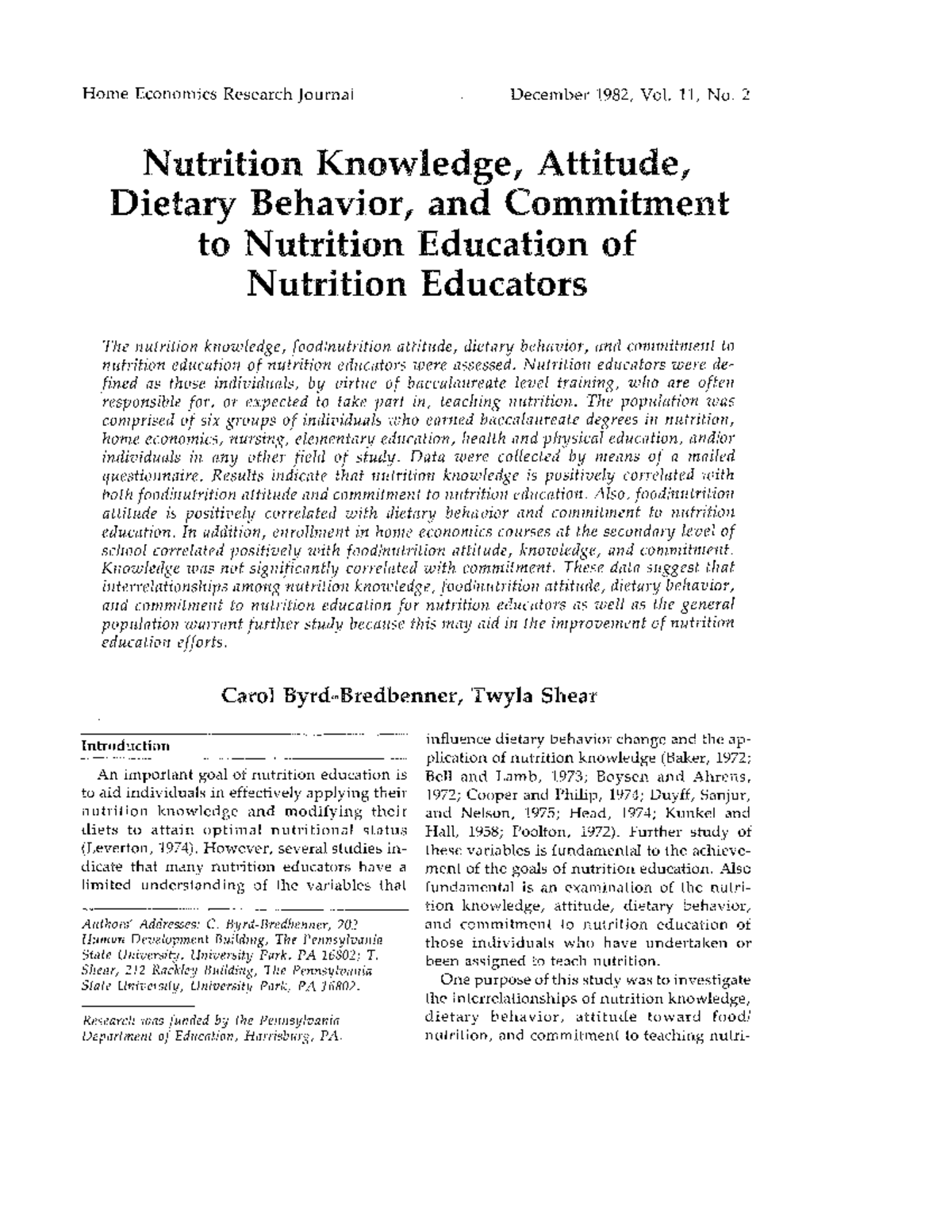 Nutrition Knowledge Attitude Dietary Beh Nutrition Knowledge