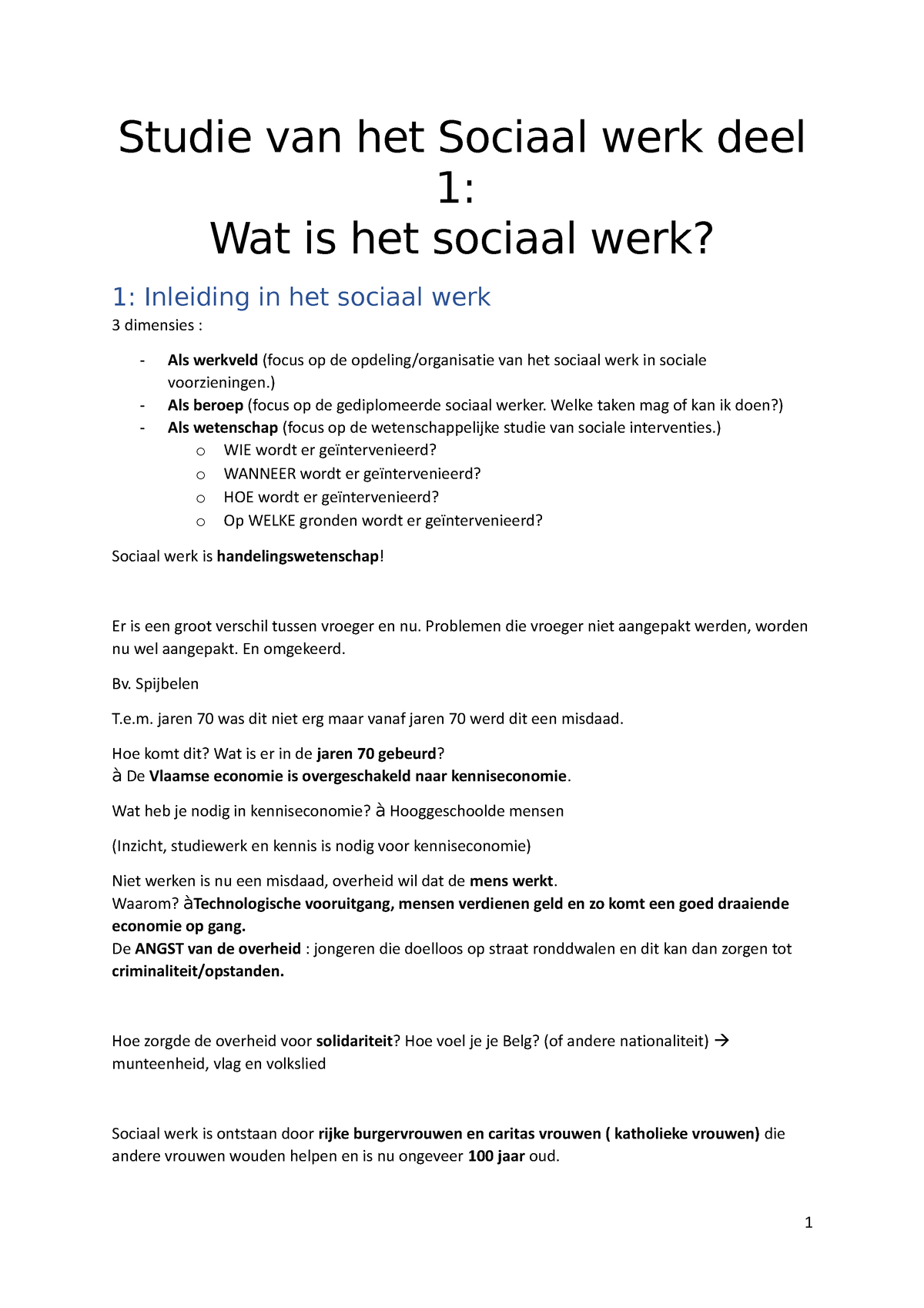 Samenvatting Studie Van Het Sociaal Werk Studie Van Het Sociaal Werk