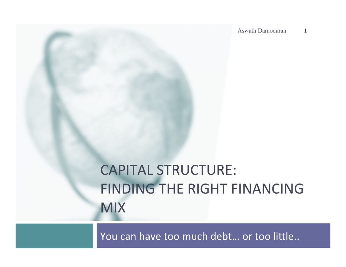 Capstr Corporate Finance Capital Structure Finding The Right