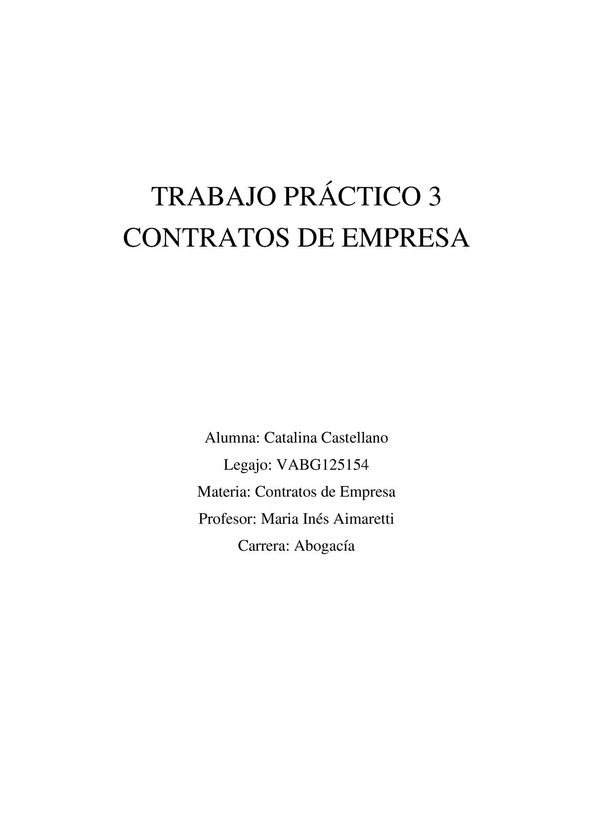 Tp 3 Contratos De Empresa Trabajo PrÁctico 3 Contratos De Empresa