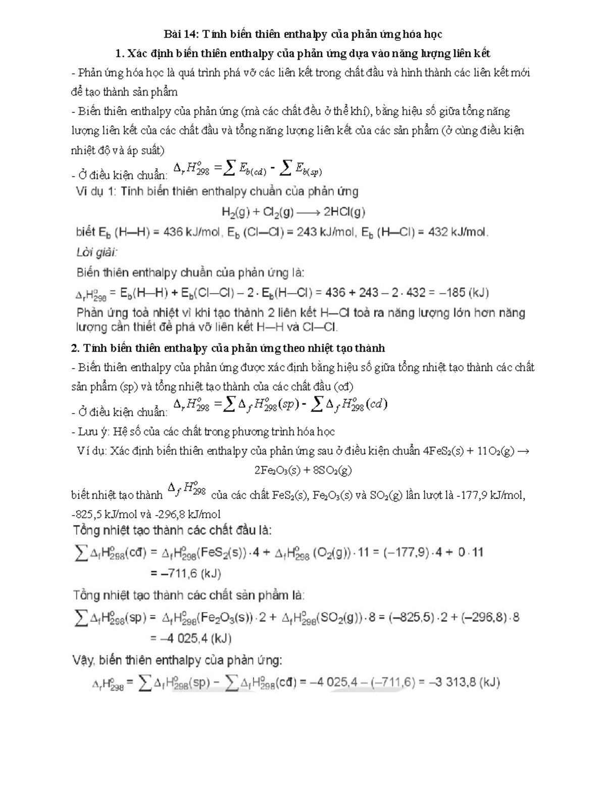 Bài 14 Enthalpy K đáp án Bài Tập 123 Bài 14 Tính Biến Thiên