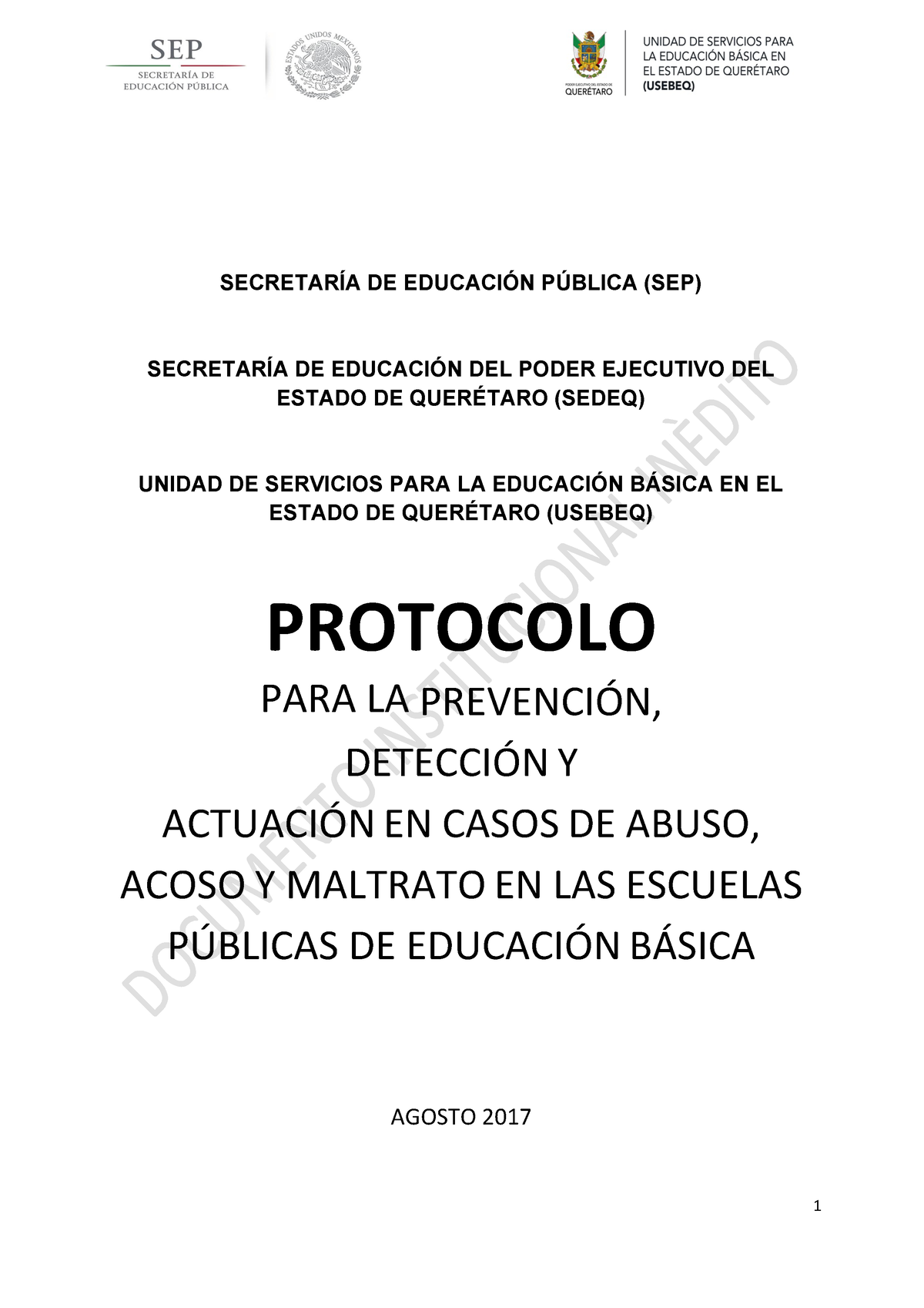 Protocolo Para La Prevencion Deteccion Y Actuacion En Casos De Abuso