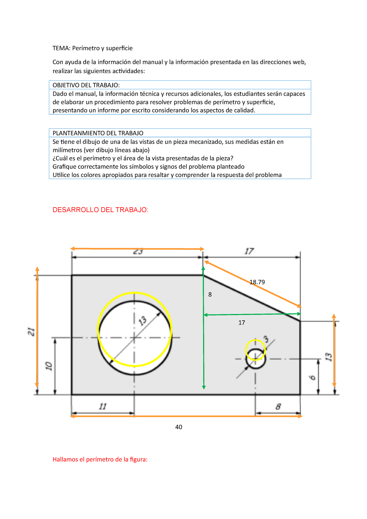 Actividad Entregable 03 Matematica Tema Perímetro Y Superficie Con