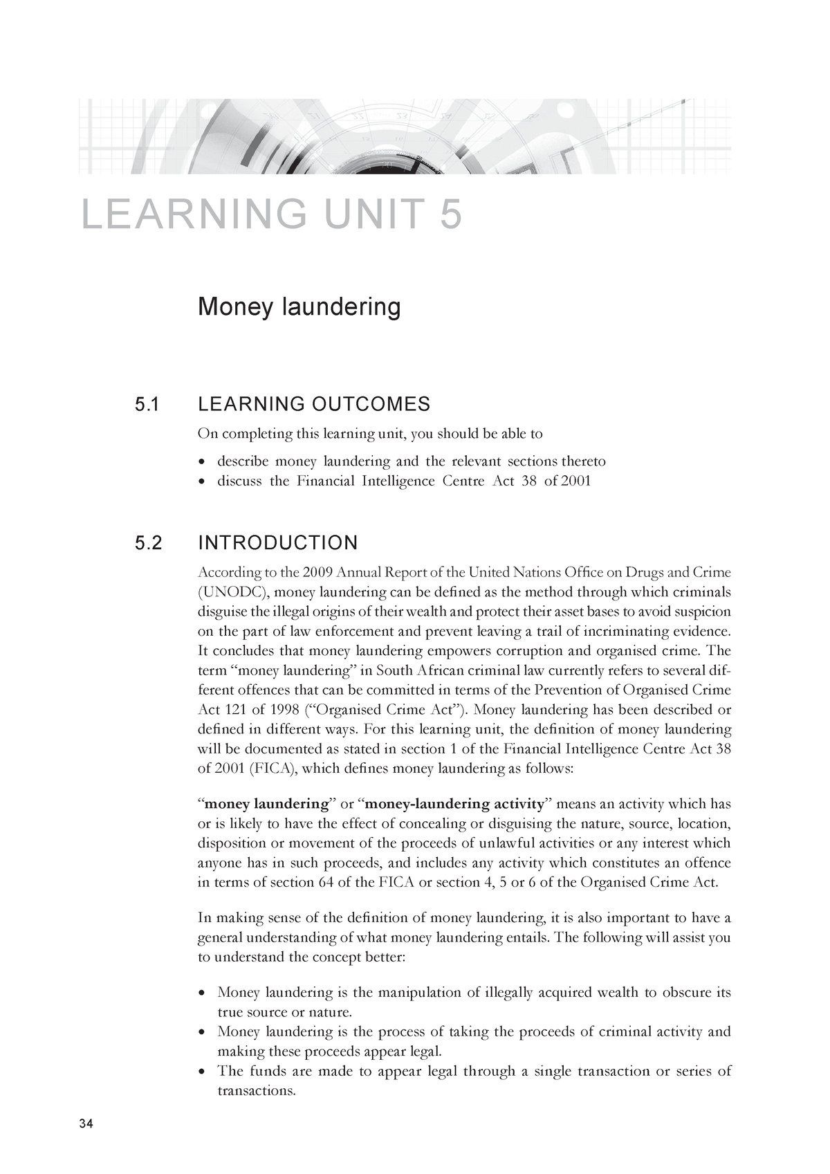 Learning Unit 5 For3704 Sg01 34 5 Learning Unit 5 5 Money Laundering