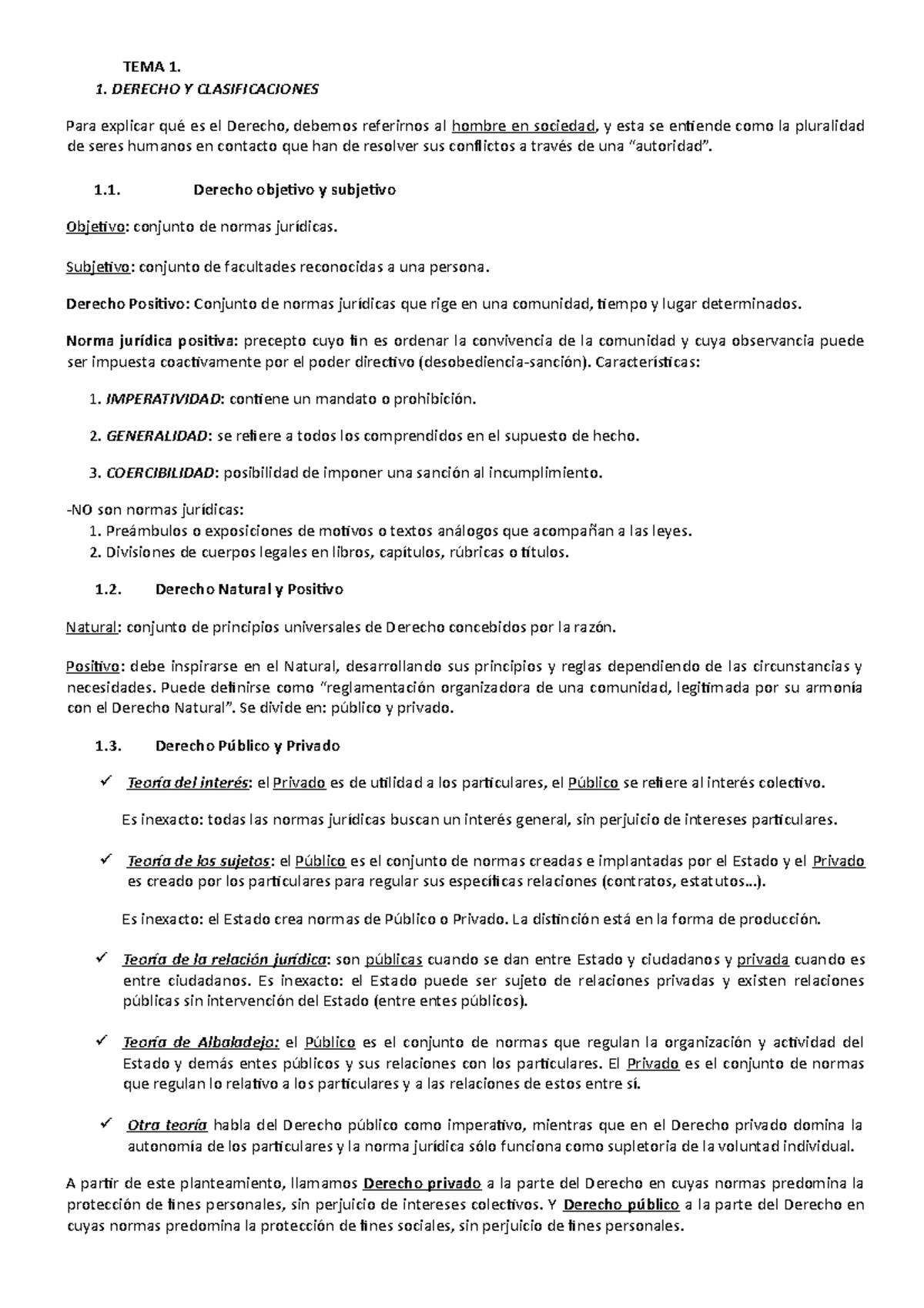 Civil Tema 1 1 Derecho Y Clasificaciones Para Explicar Qué Es El