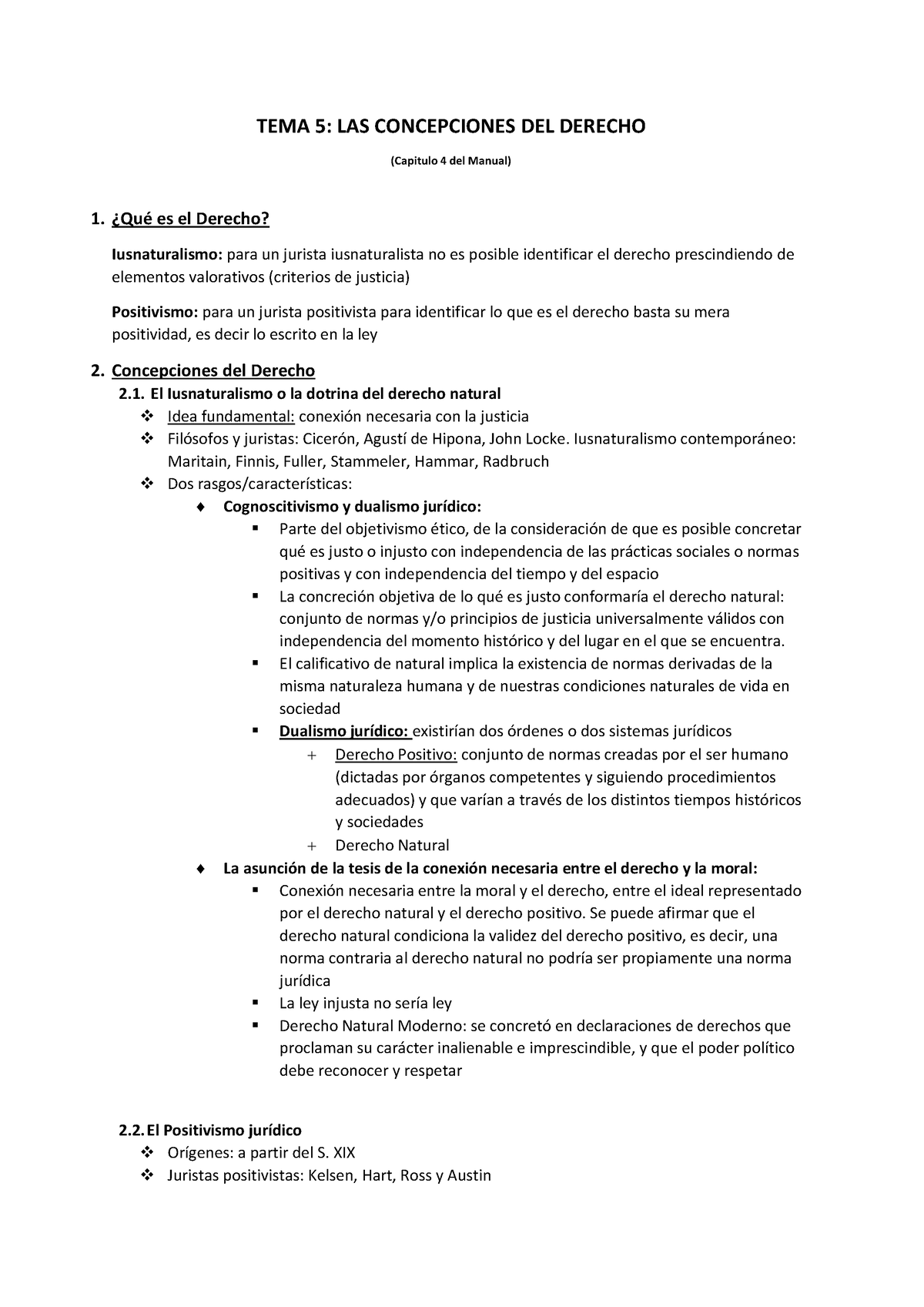 Apuntes Tema 5 Las Concepciones Del Derecho Tema 5 Las