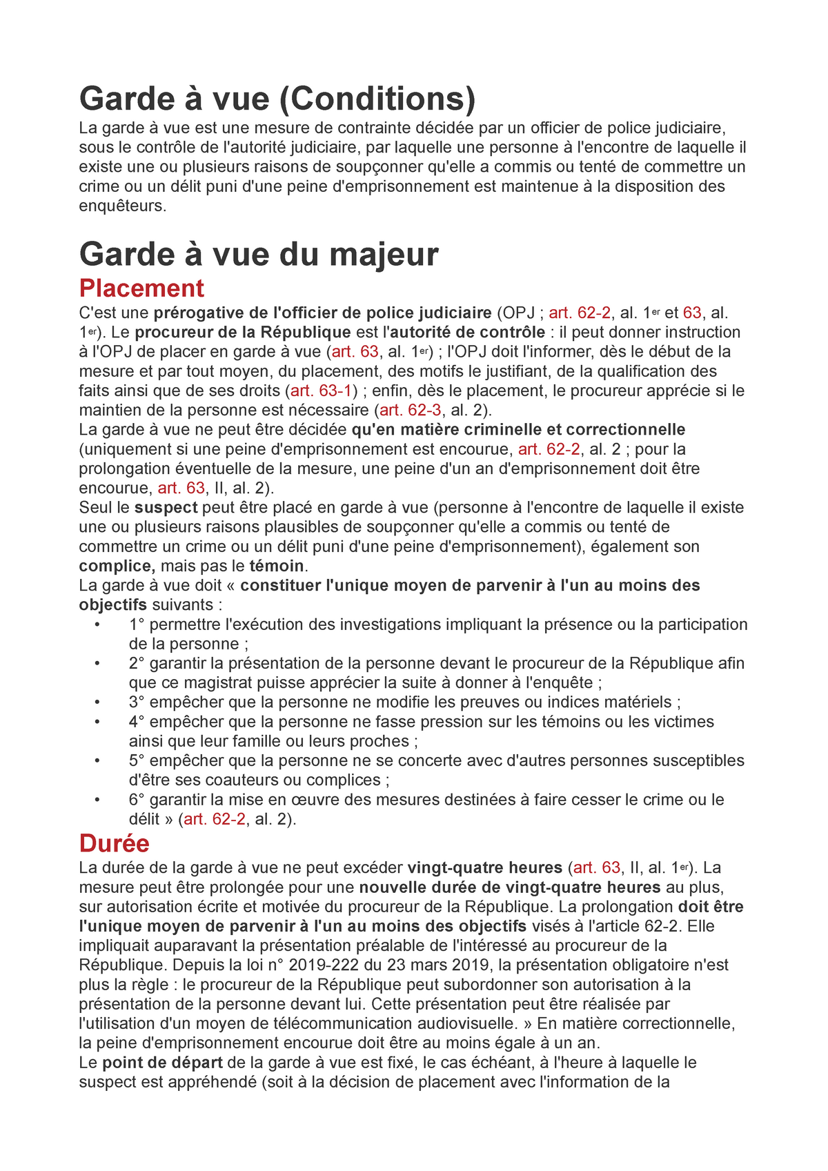 Résumé Procédure Pénale Gav Audition Libre Audition Du Témoin