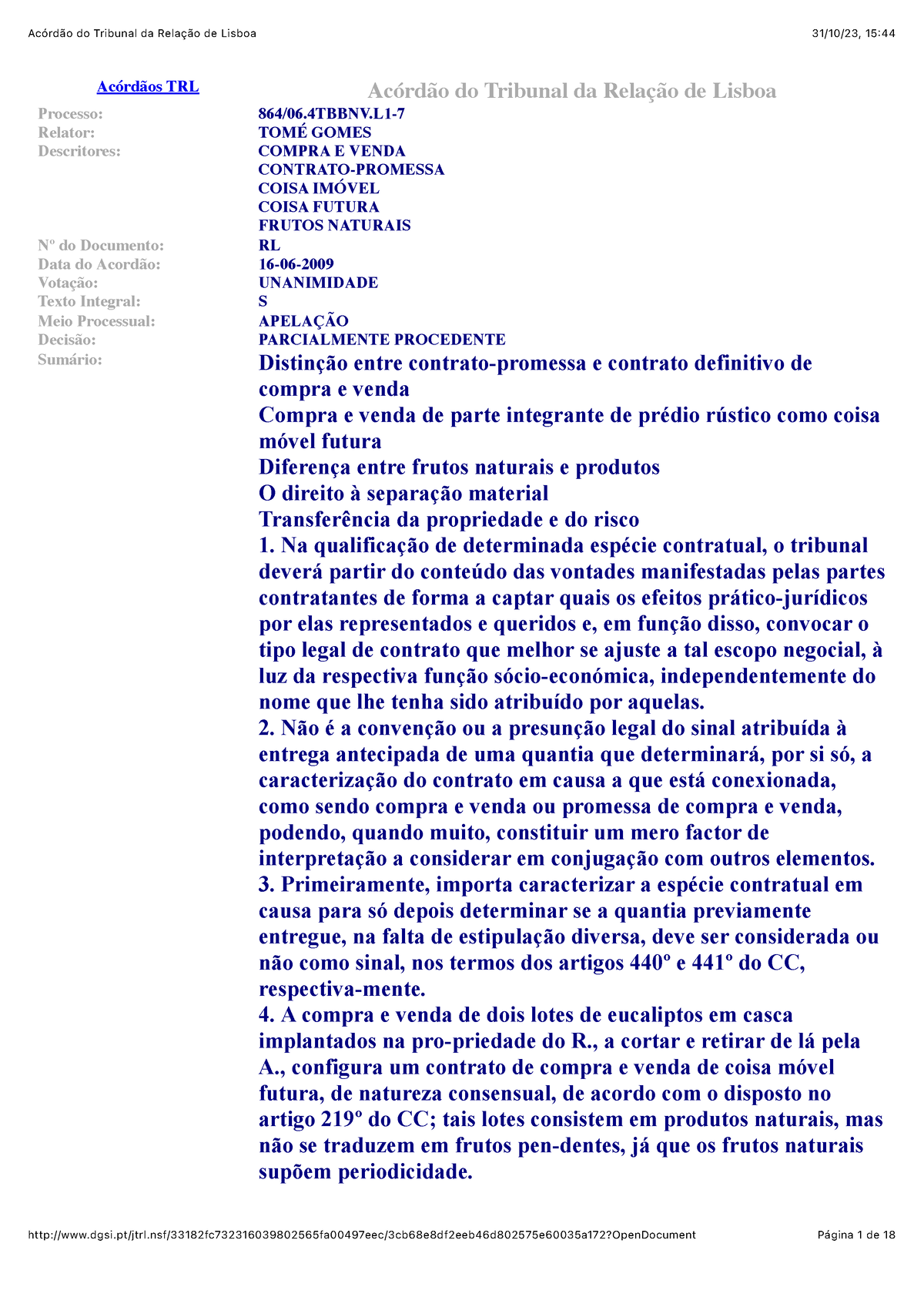 Acordao Do Trl De 16 Ficha De Trabalho Acórdãos Trl Acórdão Do