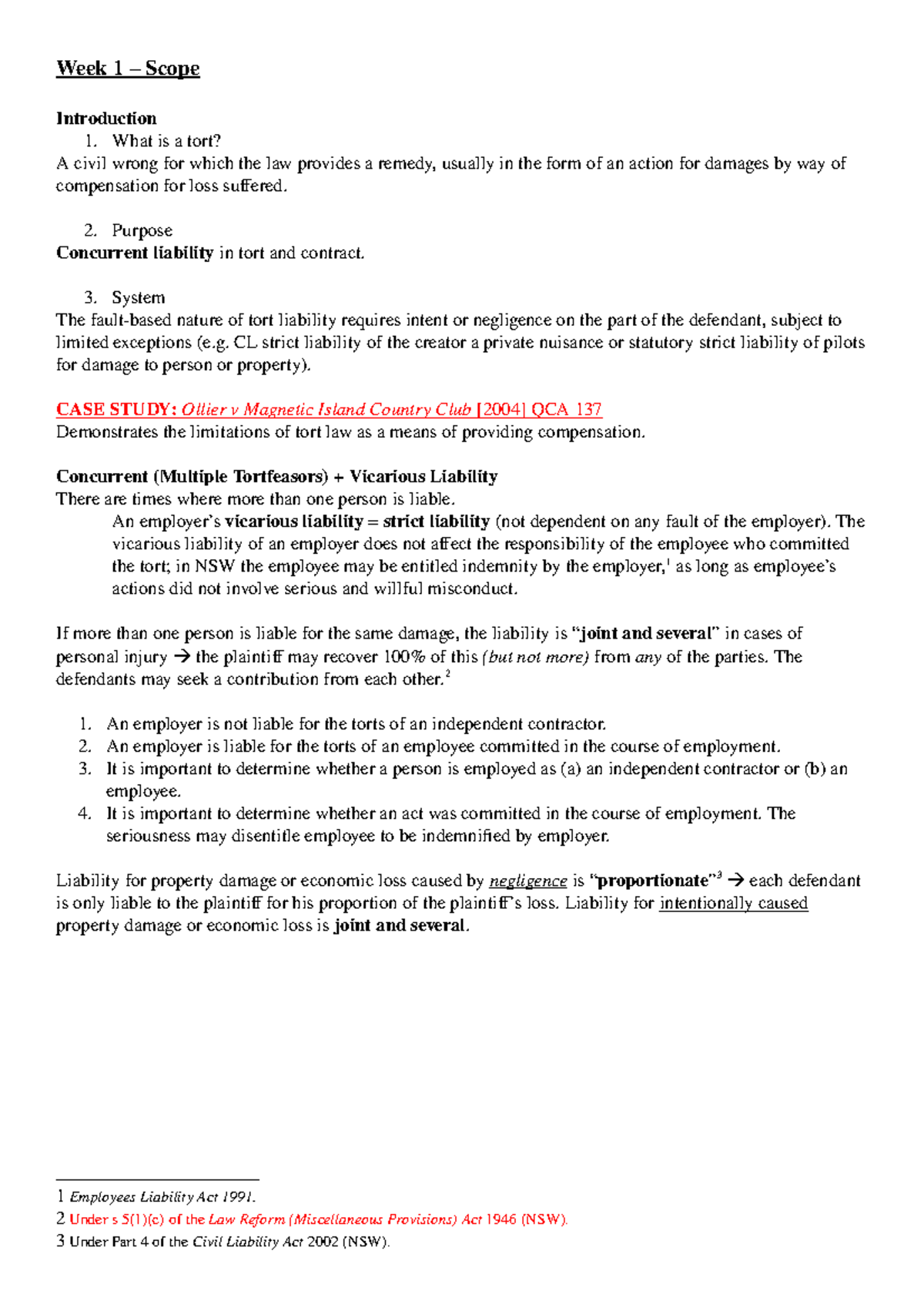 Introduction To Torts Week 1 Scope Introduction 1 What Is A Tort