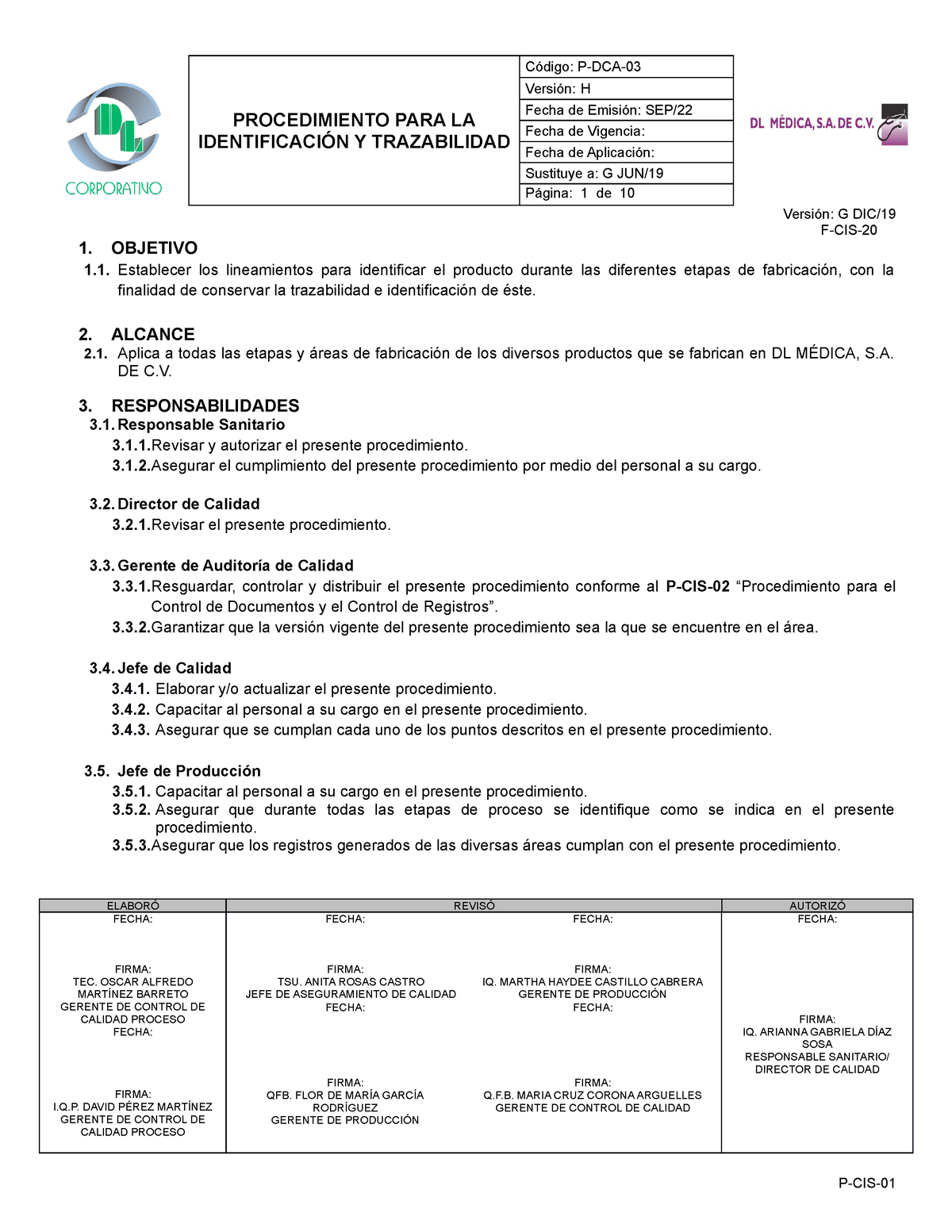 P Dca 03 Hsep22 Procedimiento Para Identificación Y La Trazabilidad