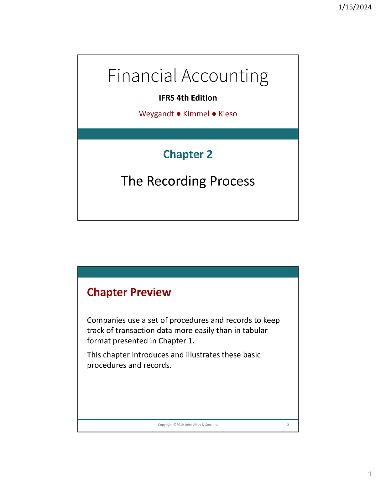 Ch02s Summary Financial Accounting Financial Accounting Ifrs 4th