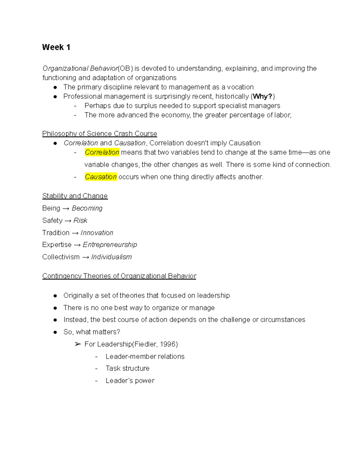 Mhr405 Notes Week 1 Organizational Behaviorob Is Devoted To