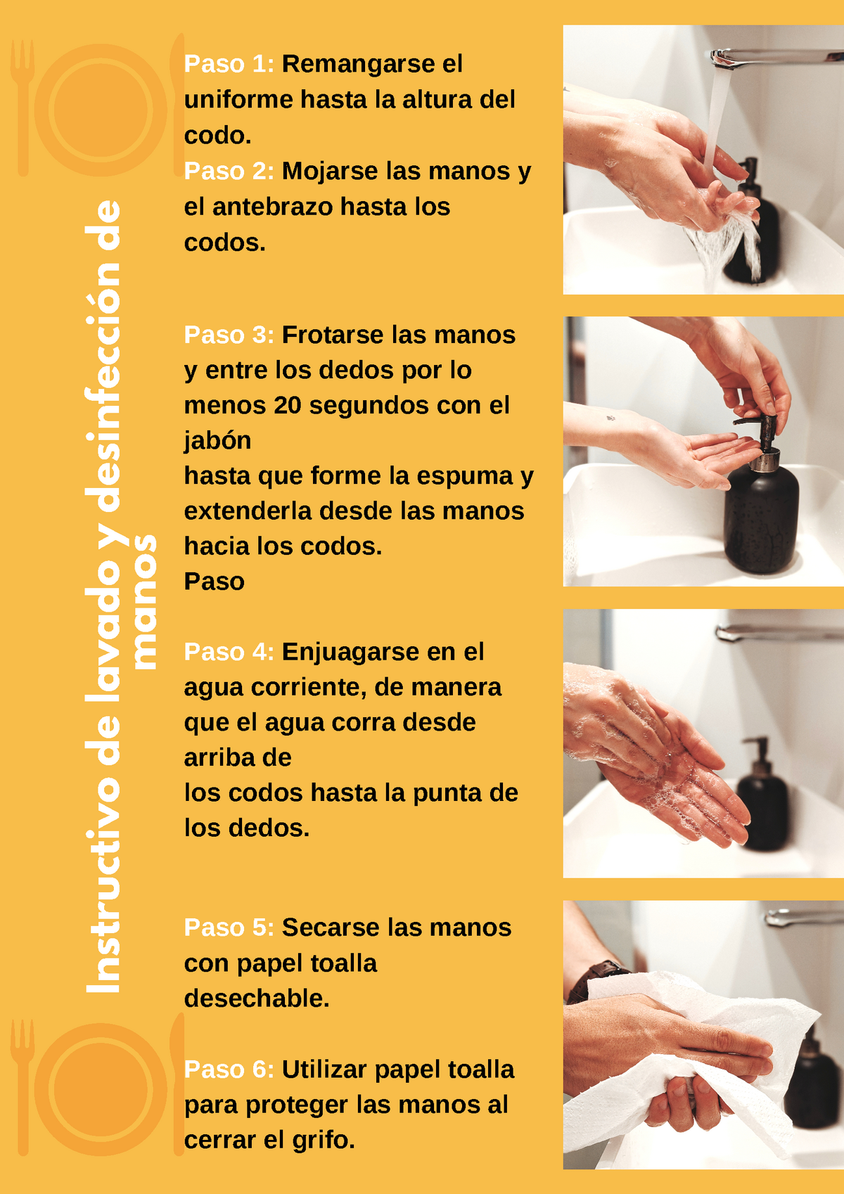 Instructivo Lavado De Manos Paso 3 Frotarse Las Manos Y Entre Los