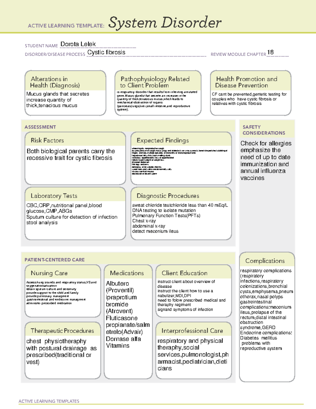 Ati System Disorder Template Example