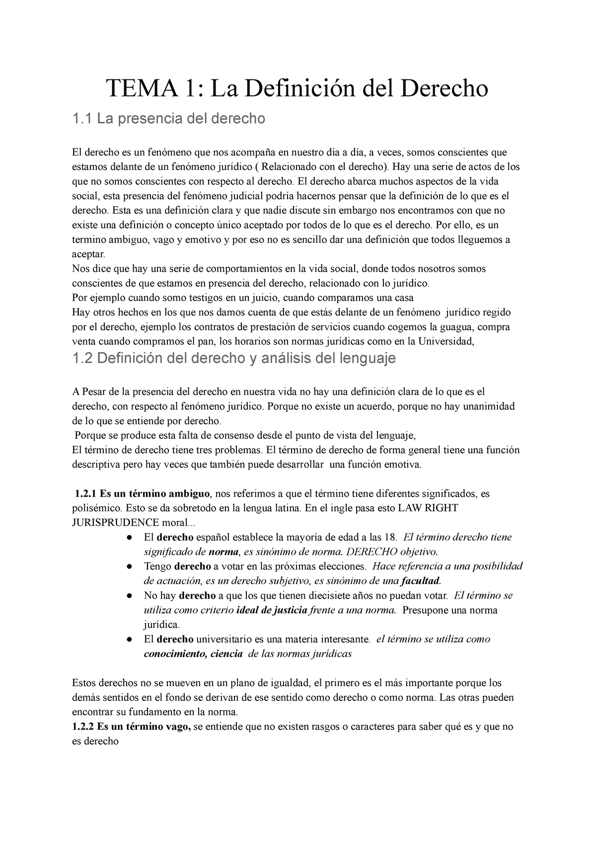 Temas De Derecho Apuntes Tema 1 La Definición Del Derecho 1 La