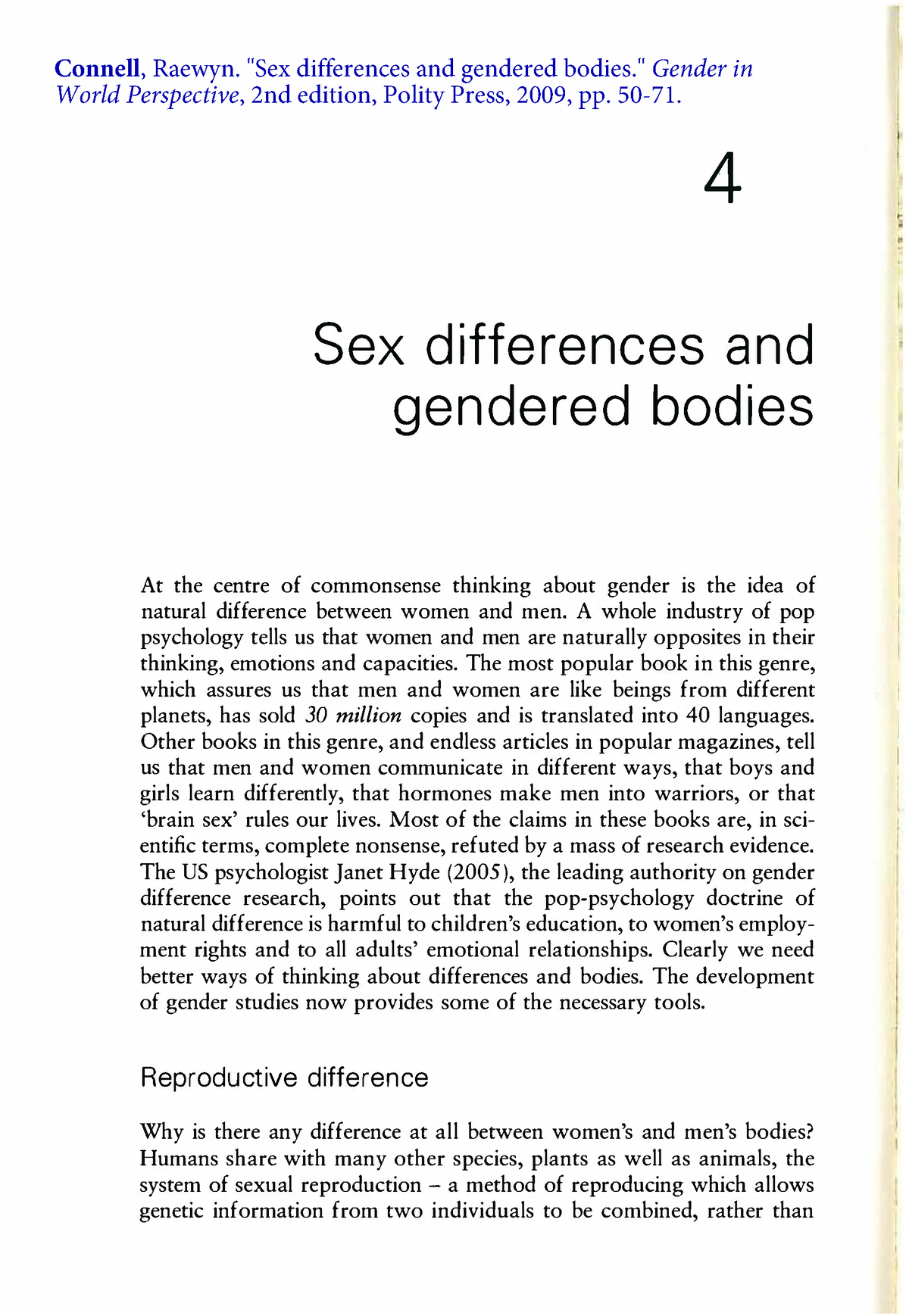 21 Connell 2009 Sex Differences And Gendered Bodies 4 Sex