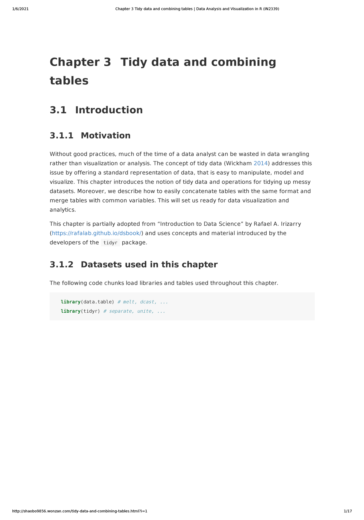 Chapter 3 Tidy Data And Combiningtables Chapter 3 Tidy Data And