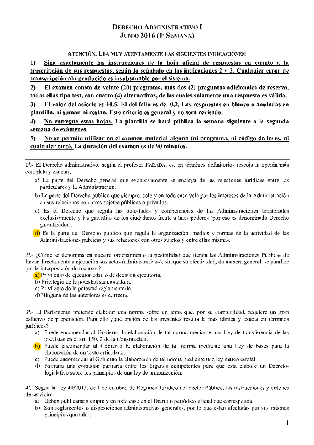 Examen Preguntas Y Respuestas Derecho Administrativo I Junio 2016