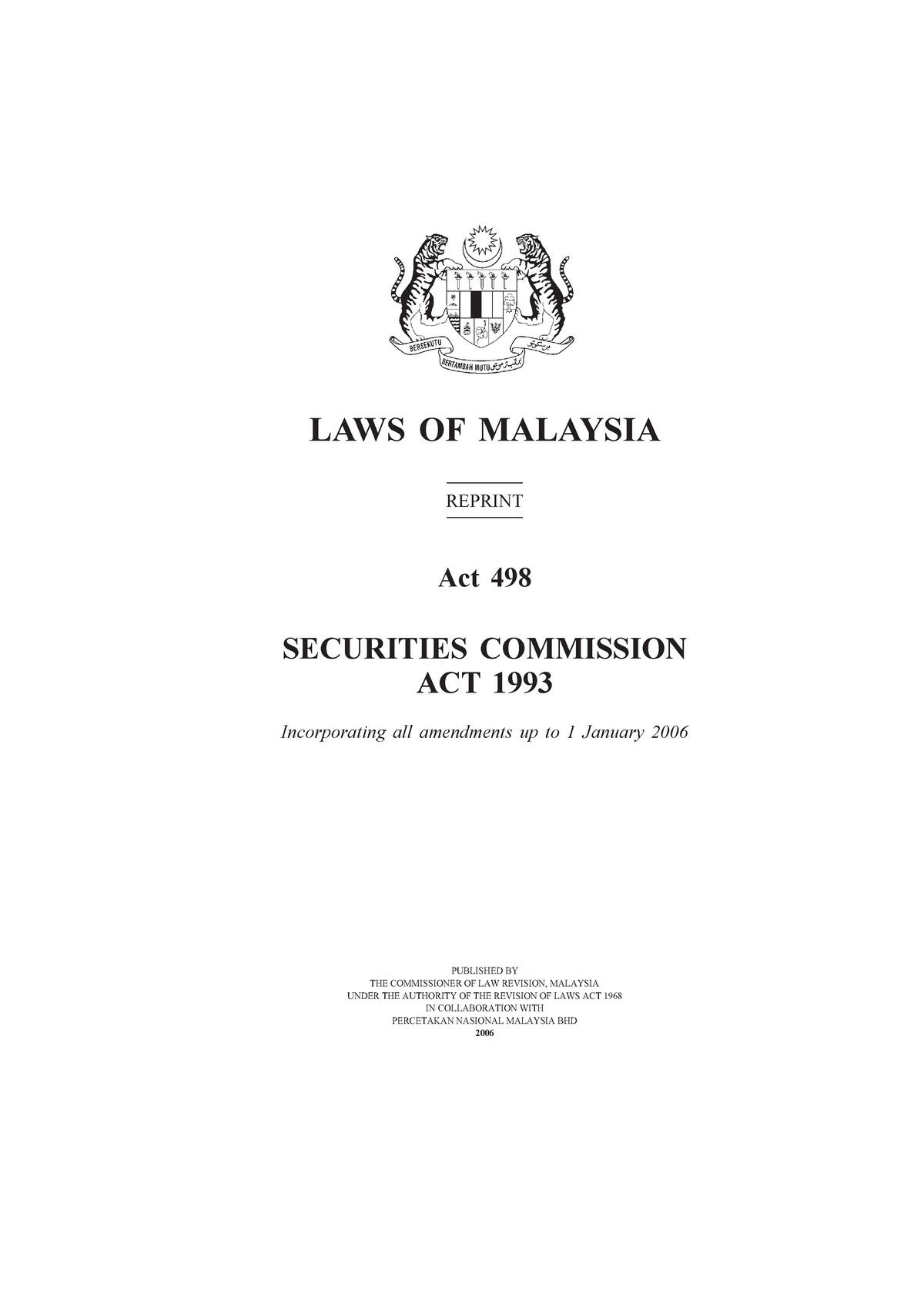 Securiti Commission Act Before Amendment Securities Commission 1 Laws