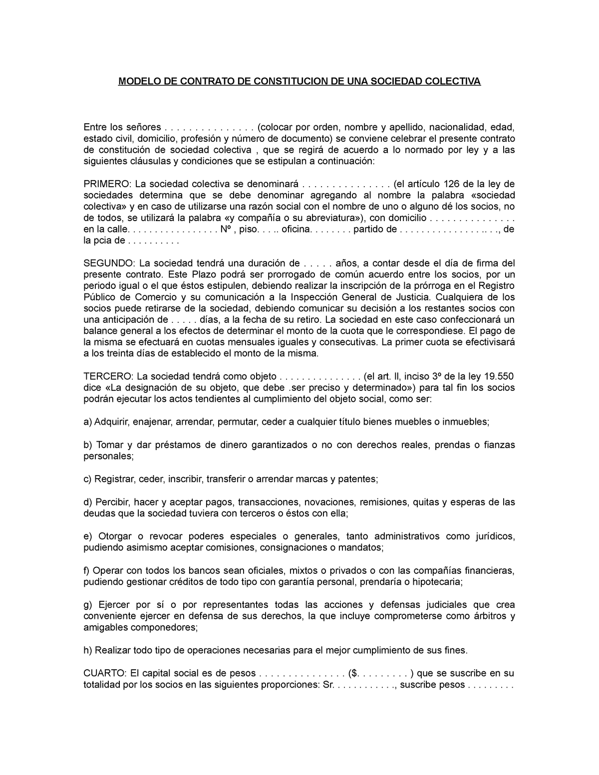 Introducir Imagen Modelo De Contrato Constitutivo De Sociedad My Xxx