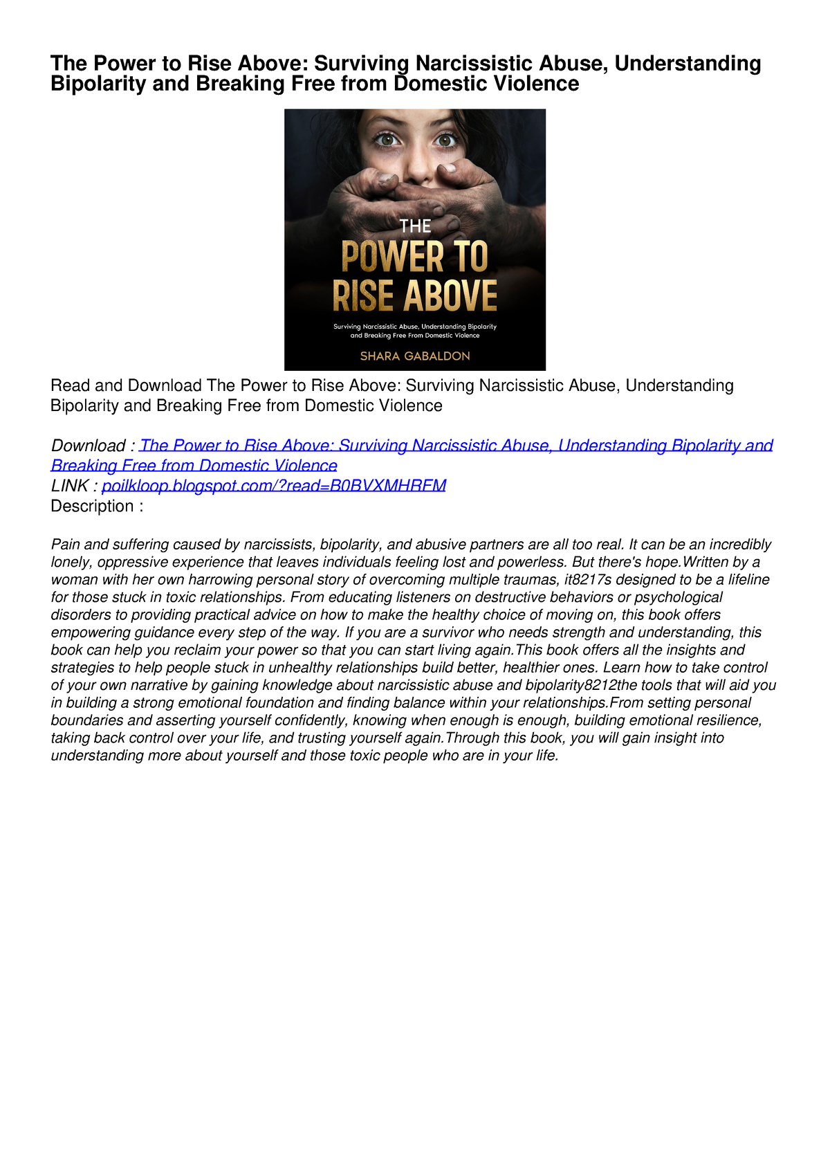 Pdf The Power To Rise Above Surviving Narcissistic Abuse