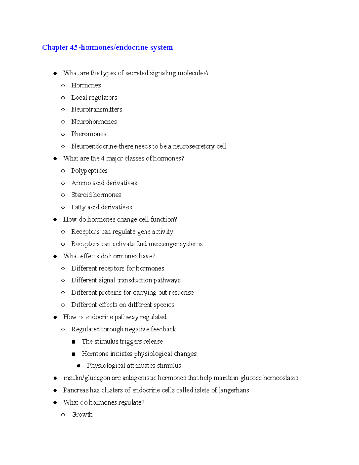 Chapter 45 Hormones Endocrine System Chapter 45 Hormonesendocrine