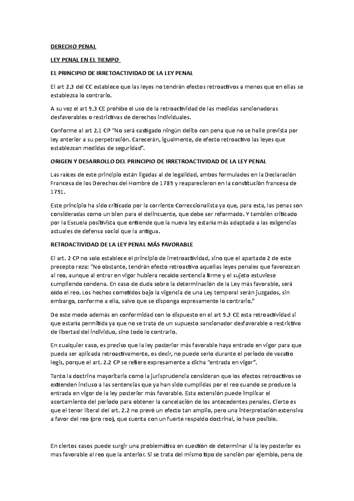 Ley Penal En El Tiempo Derecho Penal Ley Penal En El Tiempo El