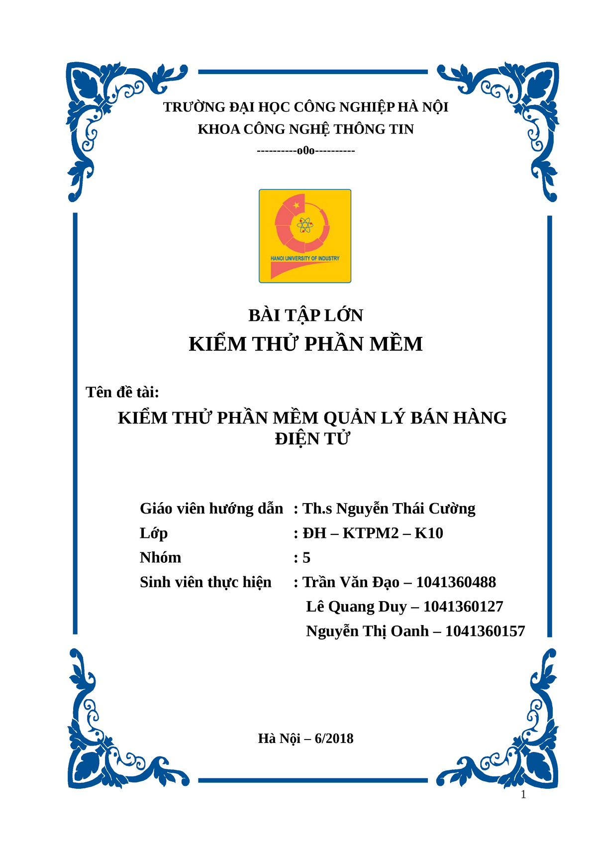 Kiem Thu Phan Mem Quan Ly Ban Hang Dien Tu TrƯỜng ĐẠi HỌc CÔng NghiỆp