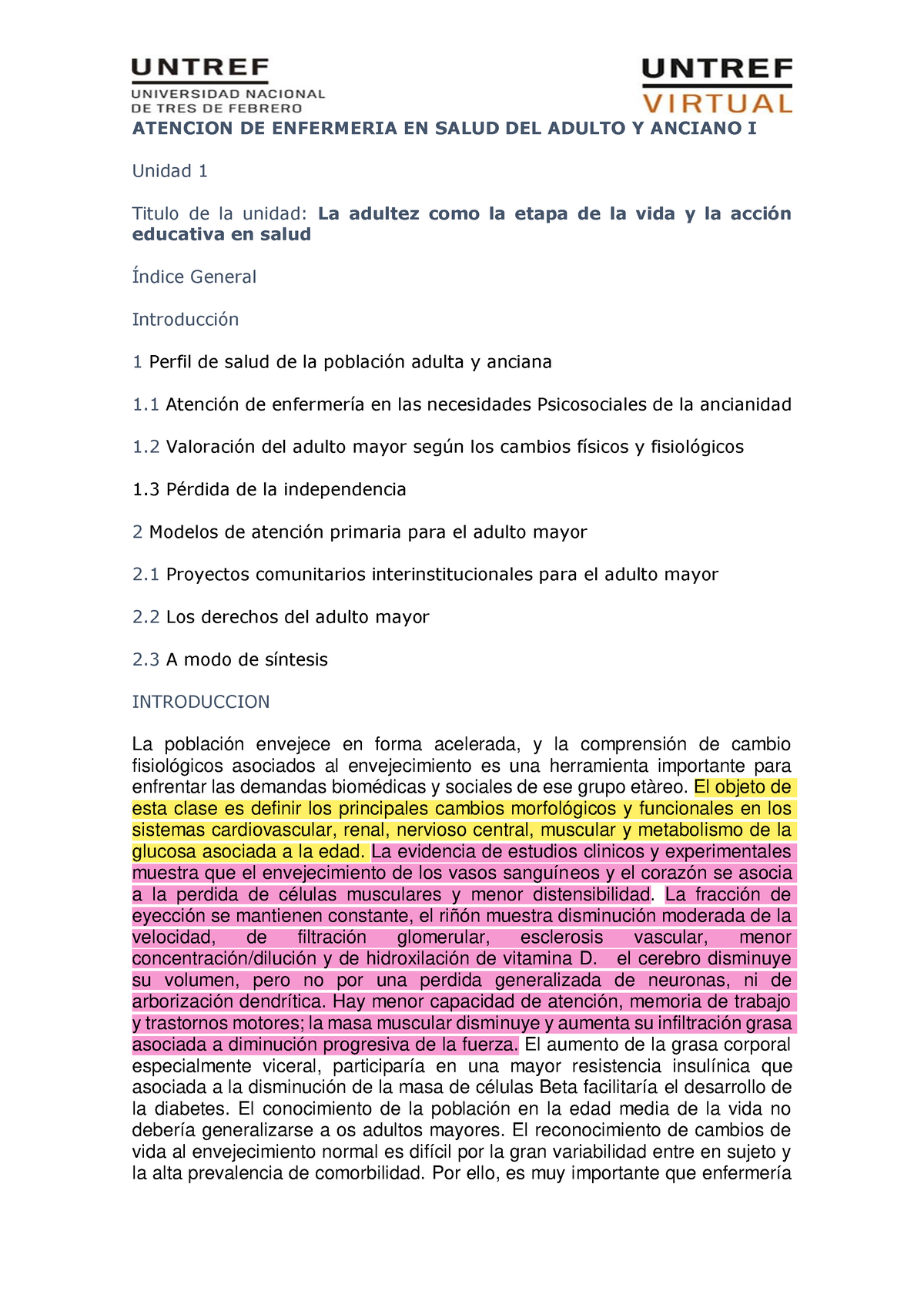 Unidad 1 Atencin De Enfermeria En Salud Del Adulto Y Anciano I 1