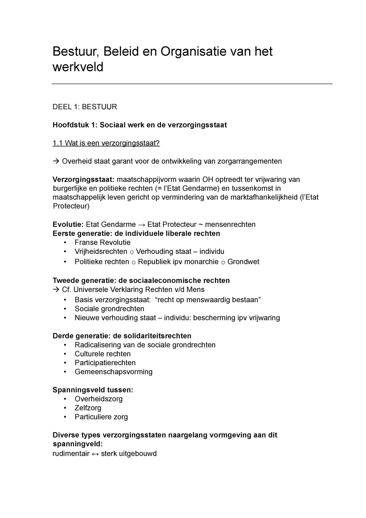 Samenvatting Deel 1 Bestuur Bestuur Beleid En Organisatie Van Het