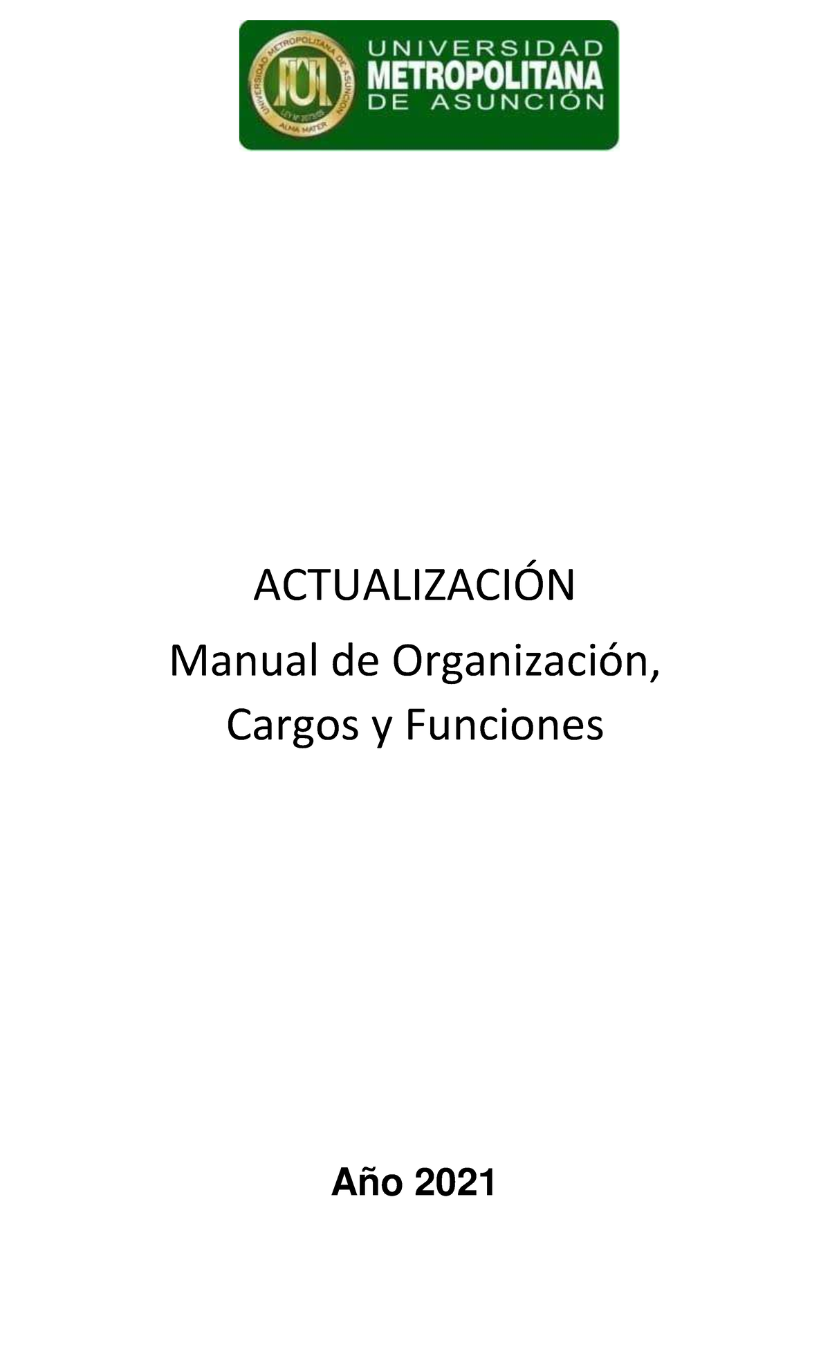 Anexo N° 4 Manual De Funciones ActualizaciÓn Manual De Organización