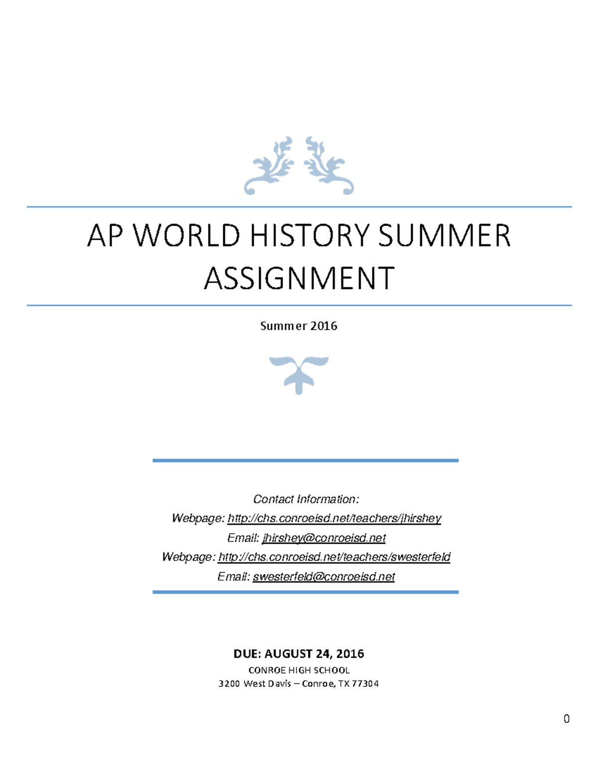 Ap World History Summer Ap World History Summer Assignment Summer