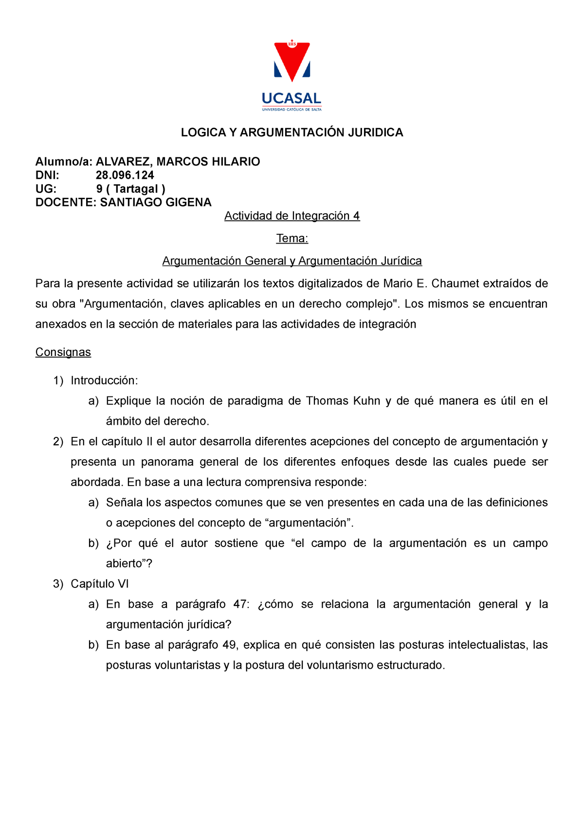 Actividad De Integración Iv Logica Y Argumentacion 2021 Lógica Y