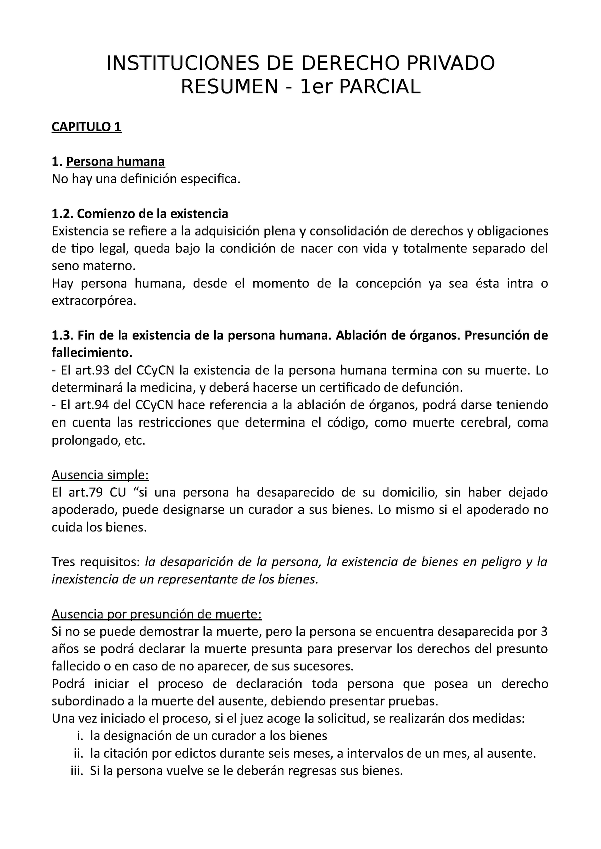 Resumen Derecho Privado Instituciones De Derecho Privado Resumen