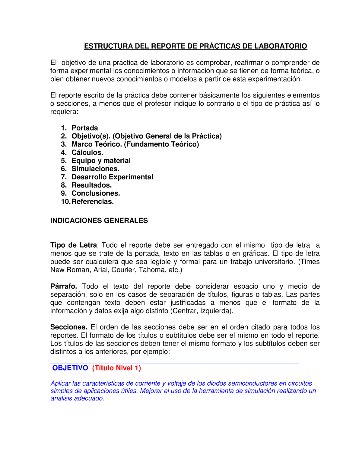 Guia Para Elaborar Un Reporte De Practica Estructura Del Reporte De