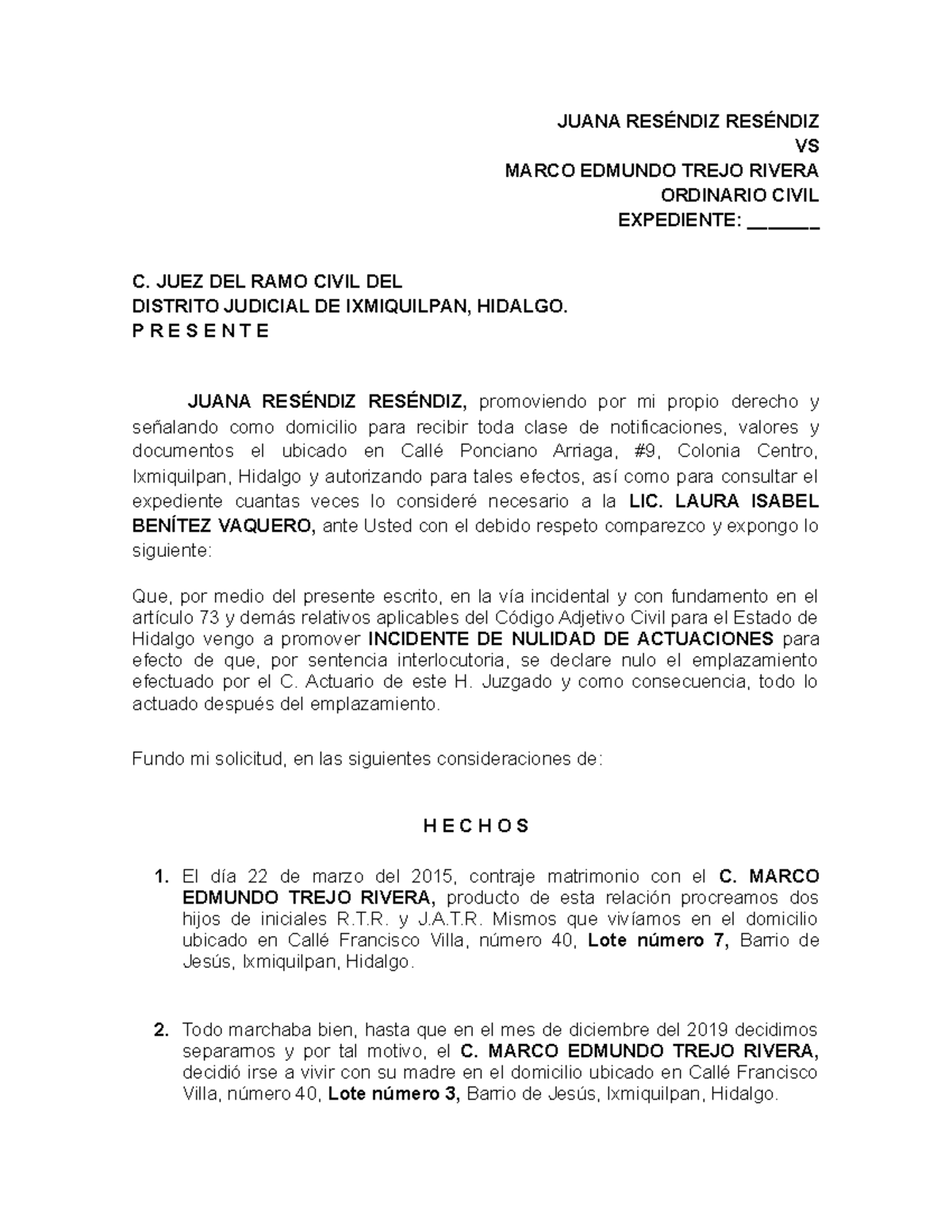 Total 75 Imagen Modelo De Incidente De Nulidad De Notificación