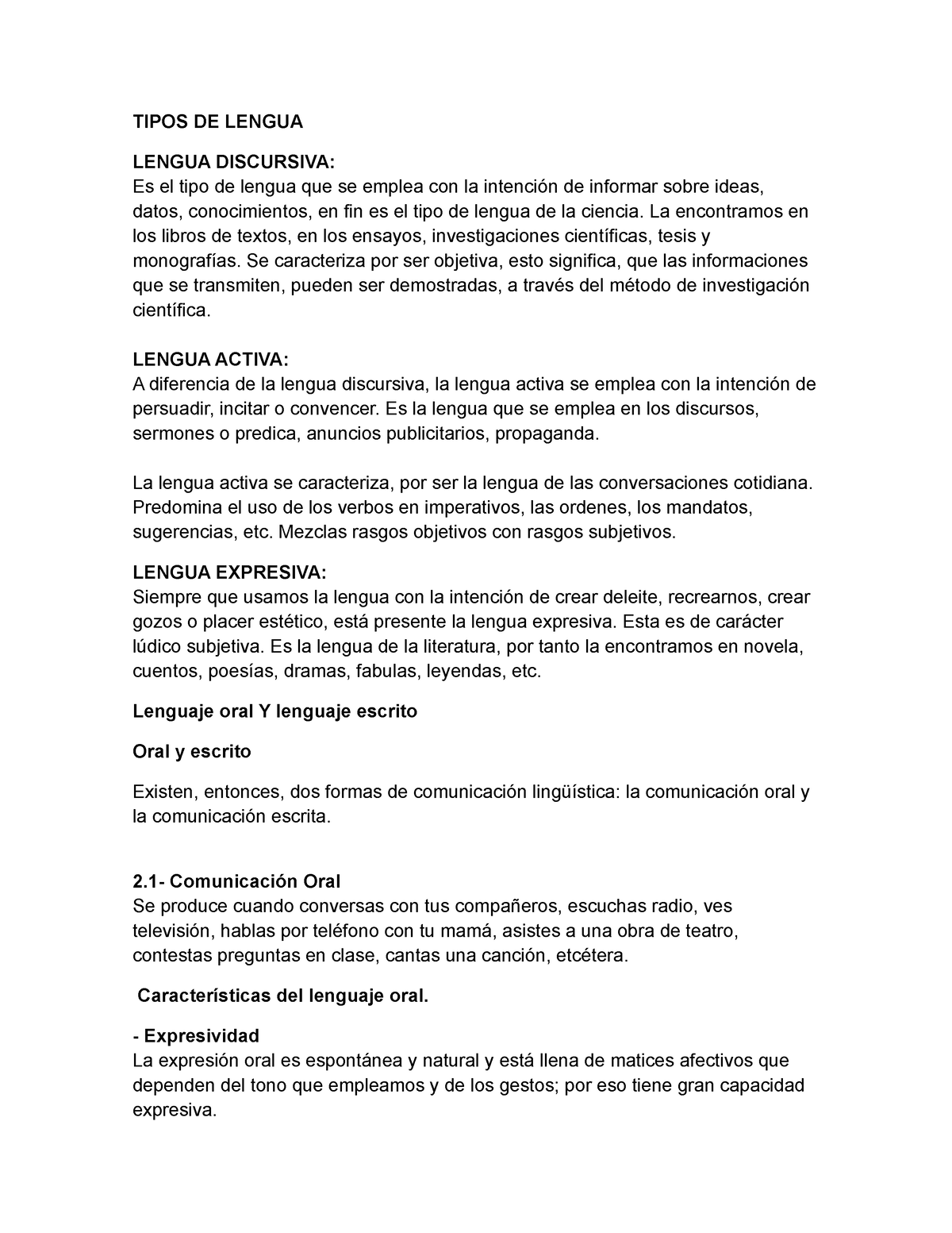 253520604 Tipos De Lengua Discursiva Tipos De Lengua Lengua