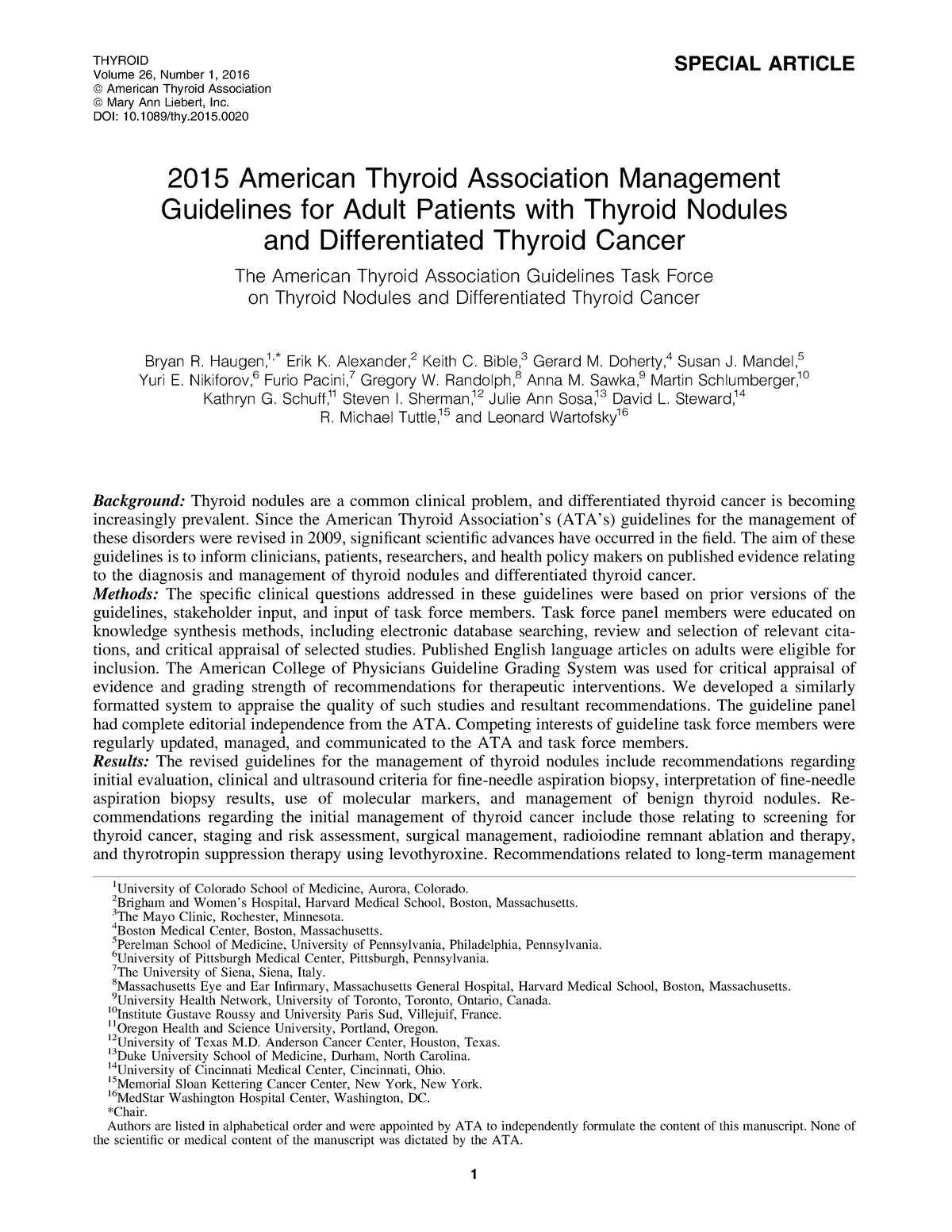 Ca Tiroides Special Article 2015 American Thyroid Association