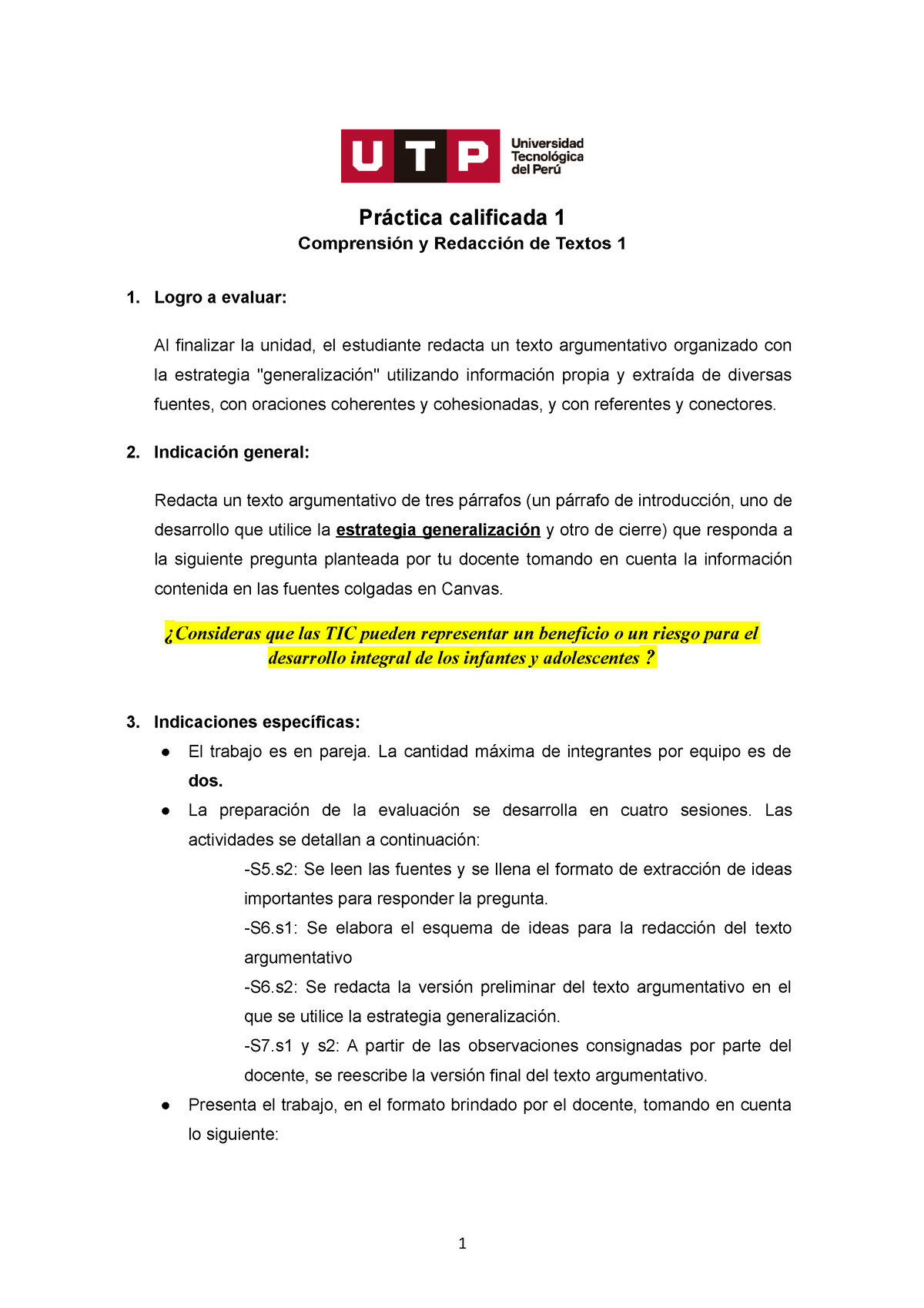 S06s1 Práctica Calificada 1 Esquema De Redacción 2022 Marzo