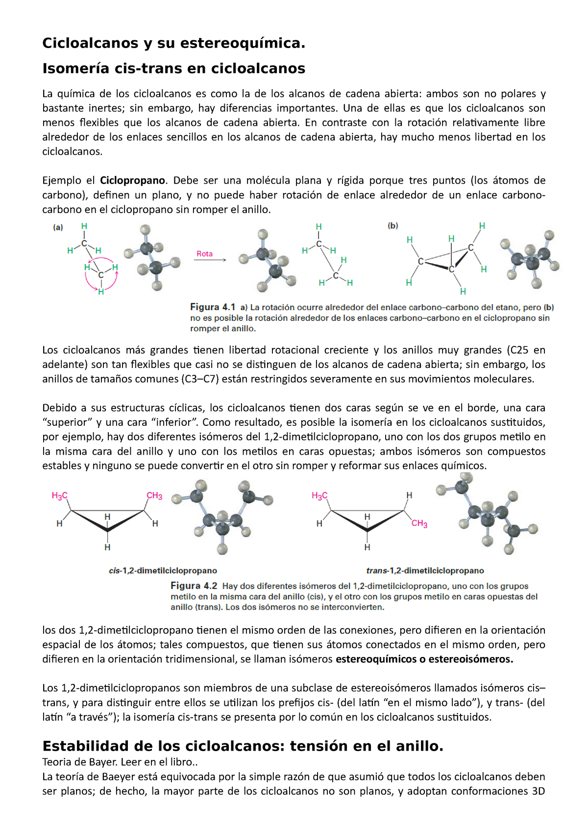 Cicloalcanos Y Su Estereoquímica Isomería Cis Trans En Cicloalcanos