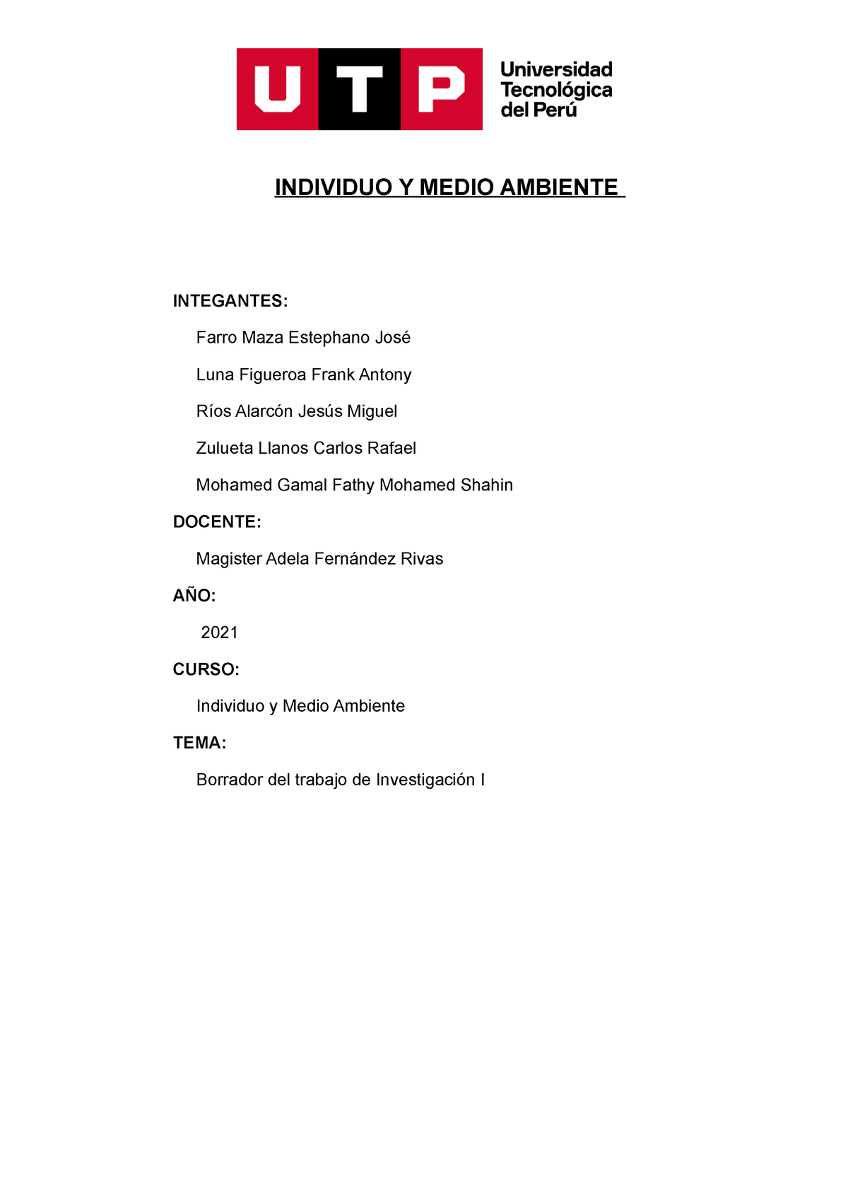 Individuo Y Medio Ambiente Borrador Individuo Y Medio Ambiente